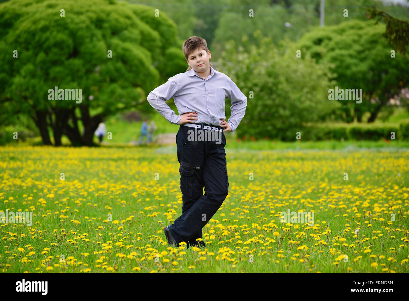 A teenager Boy in the spring park Stock Photo - Alamy