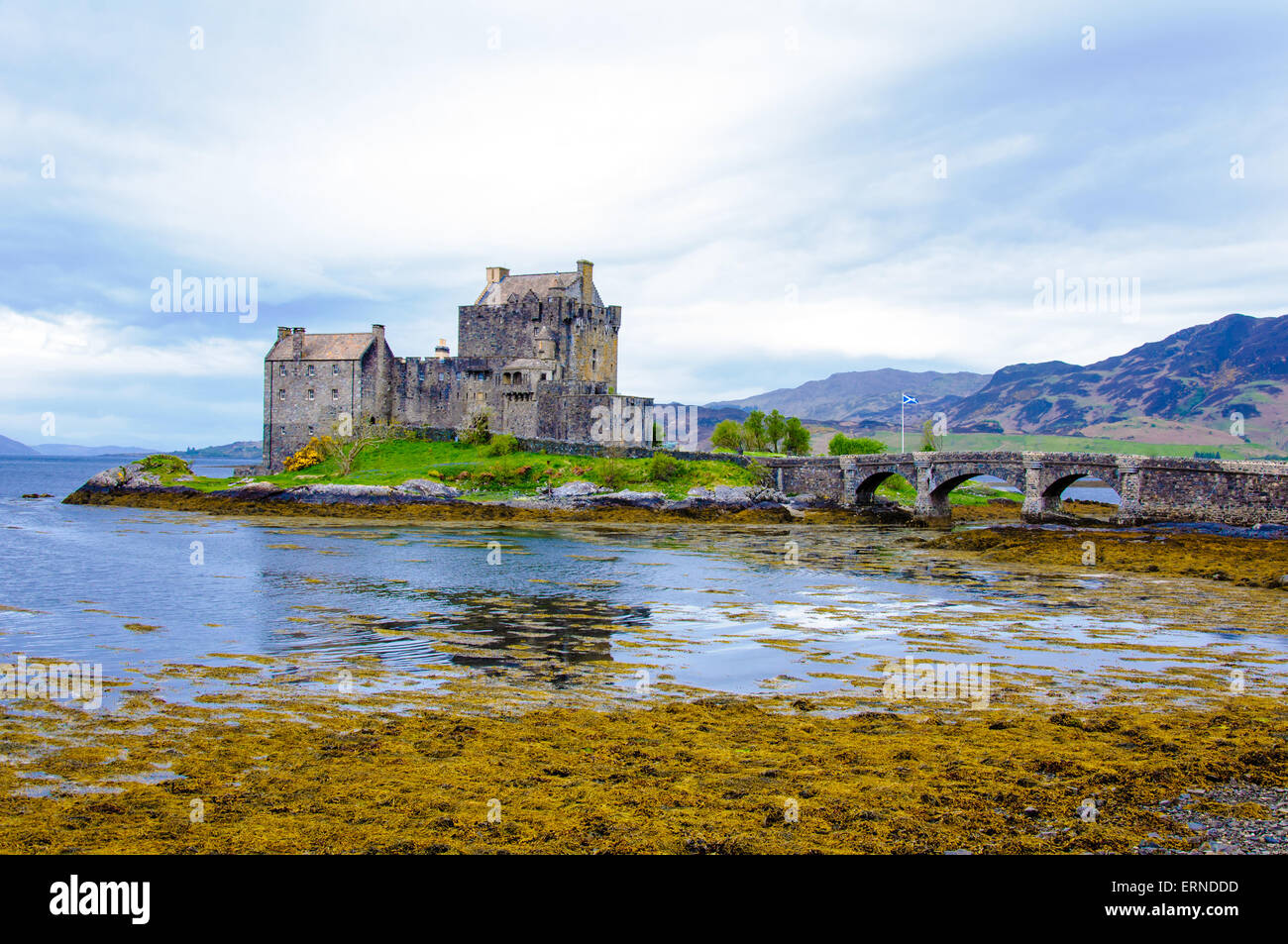 Panoramic view of famous Eilean Donan Castle in Scotland, UK Stock ...