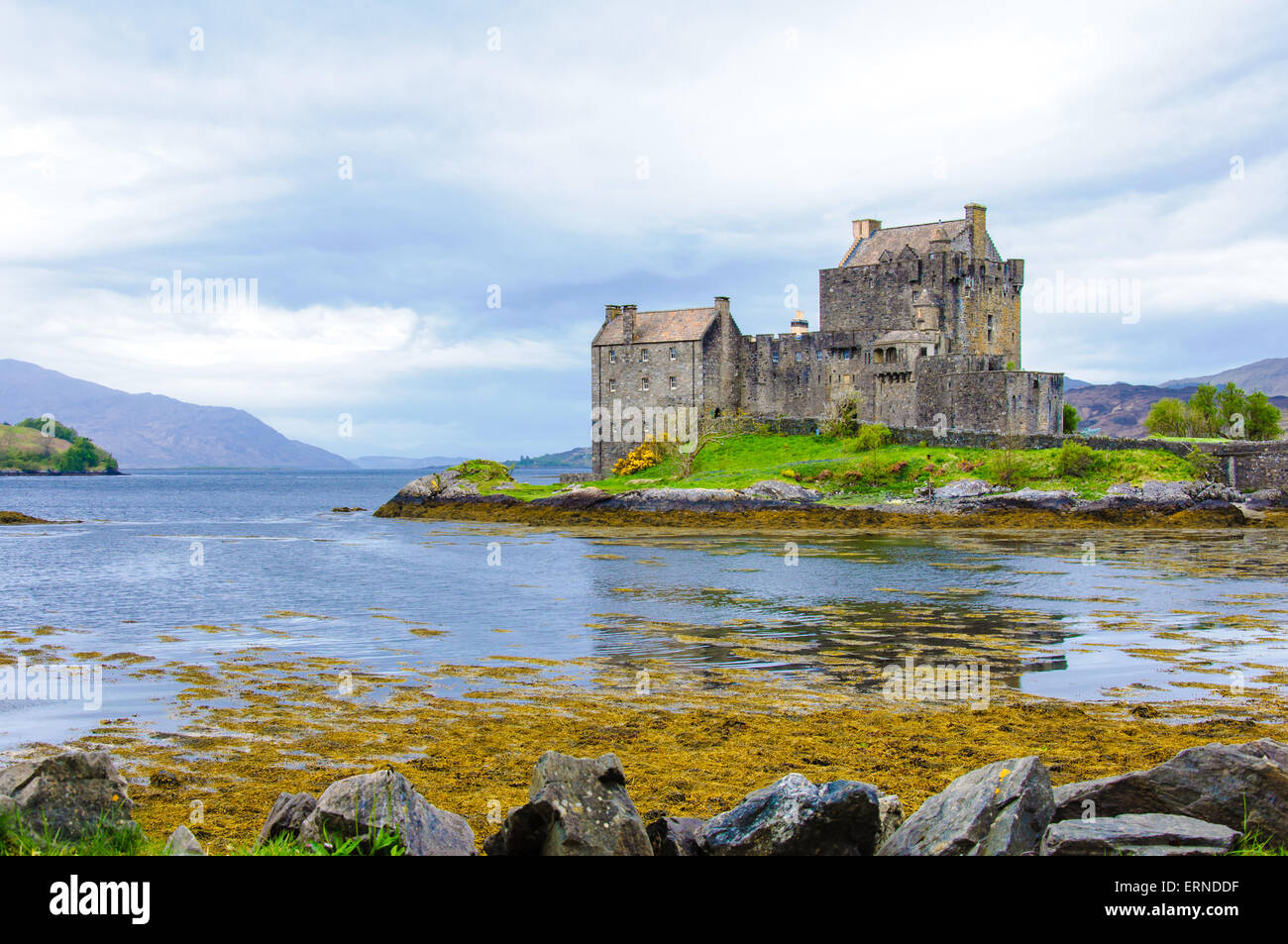 Panoramic view of famous Eilean Donan Castle in Scotland, UK Stock ...
