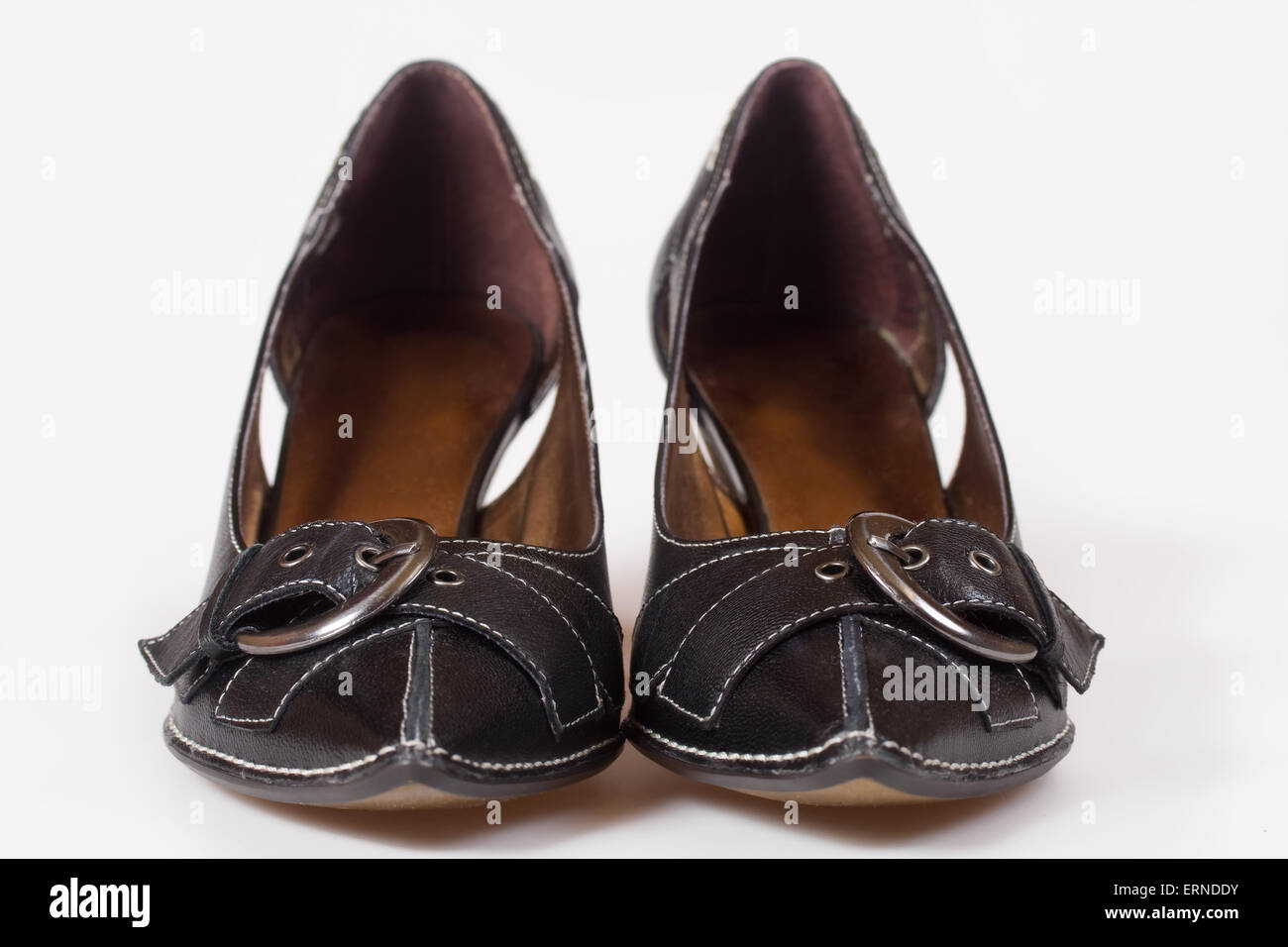 Pair of black lady shoes Stock Photo - Alamy