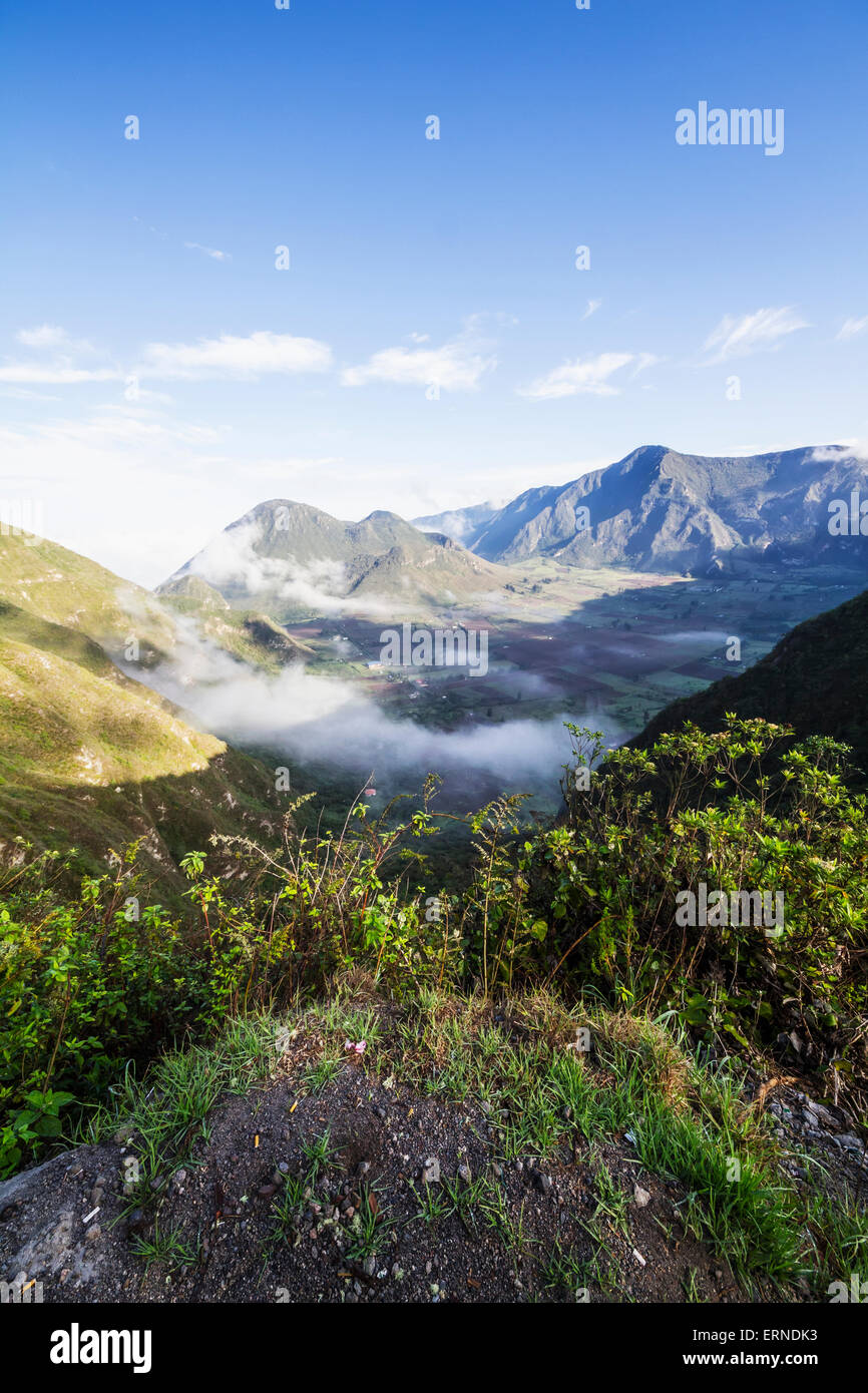 Fields in the crater of Pululagua Volcano, Pichincha, Ecuador Stock ...
