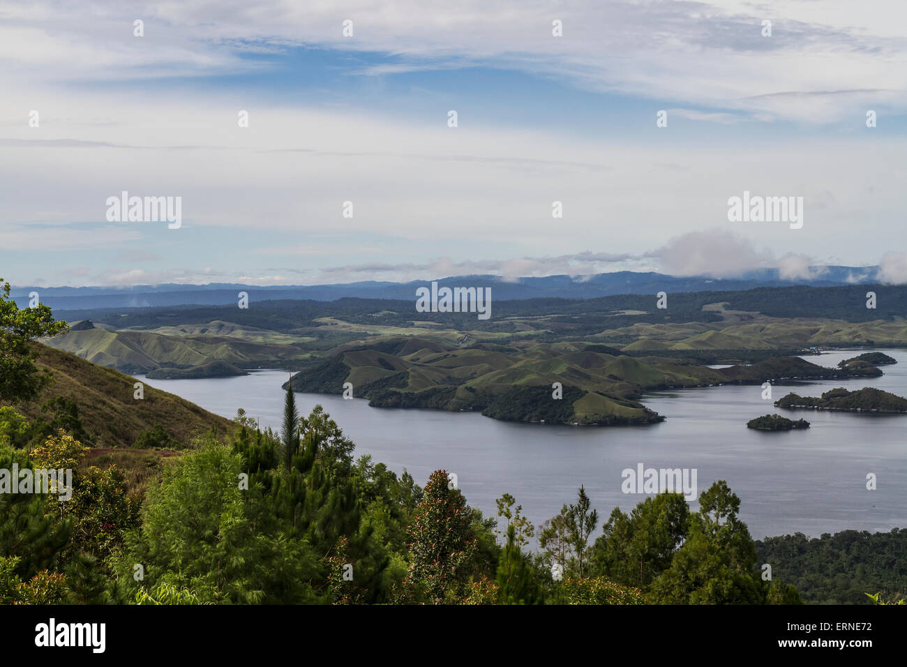Panoramic view of Lake Sentani, Papua, Indonesia Stock Photo - Alamy