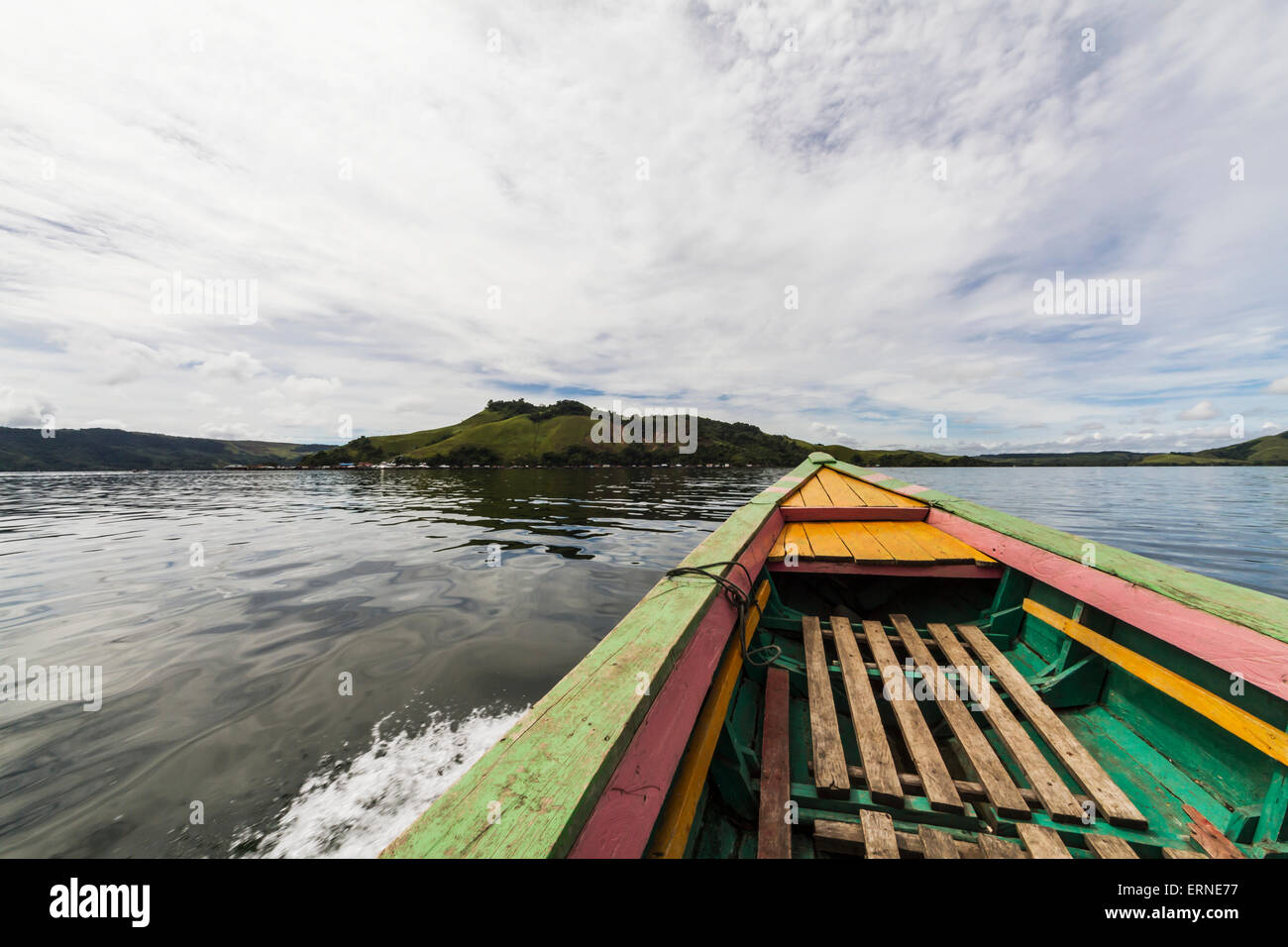 Boat on Lake Sentani, Papua, Indonesia Stock Photo - Alamy
