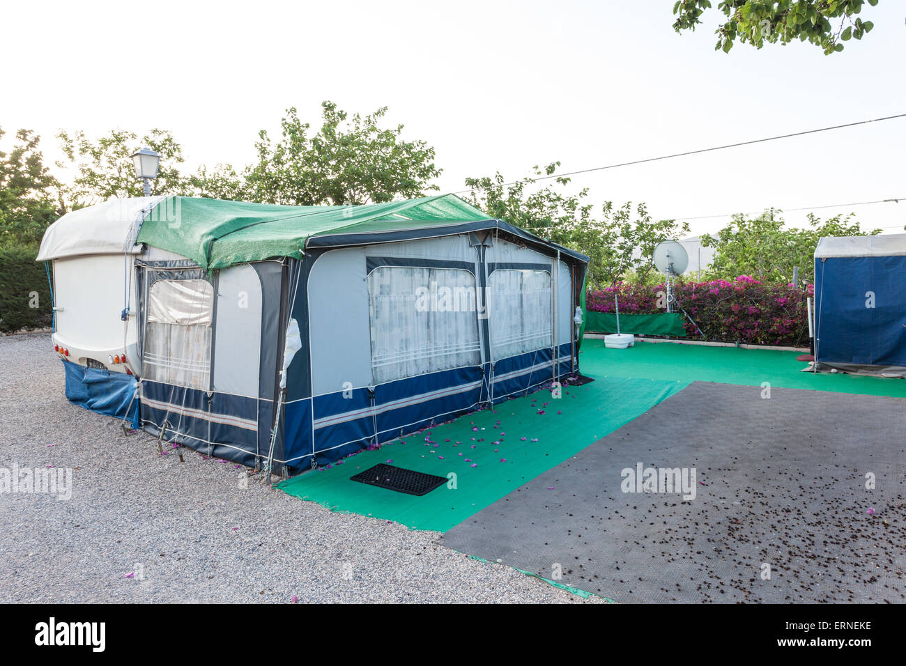 Caravan on a camping site Stock Photo - Alamy