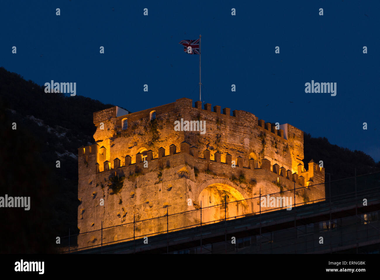 A night view of Moorish Castle, Gibraltar, Spain Stock Photo - Alamy