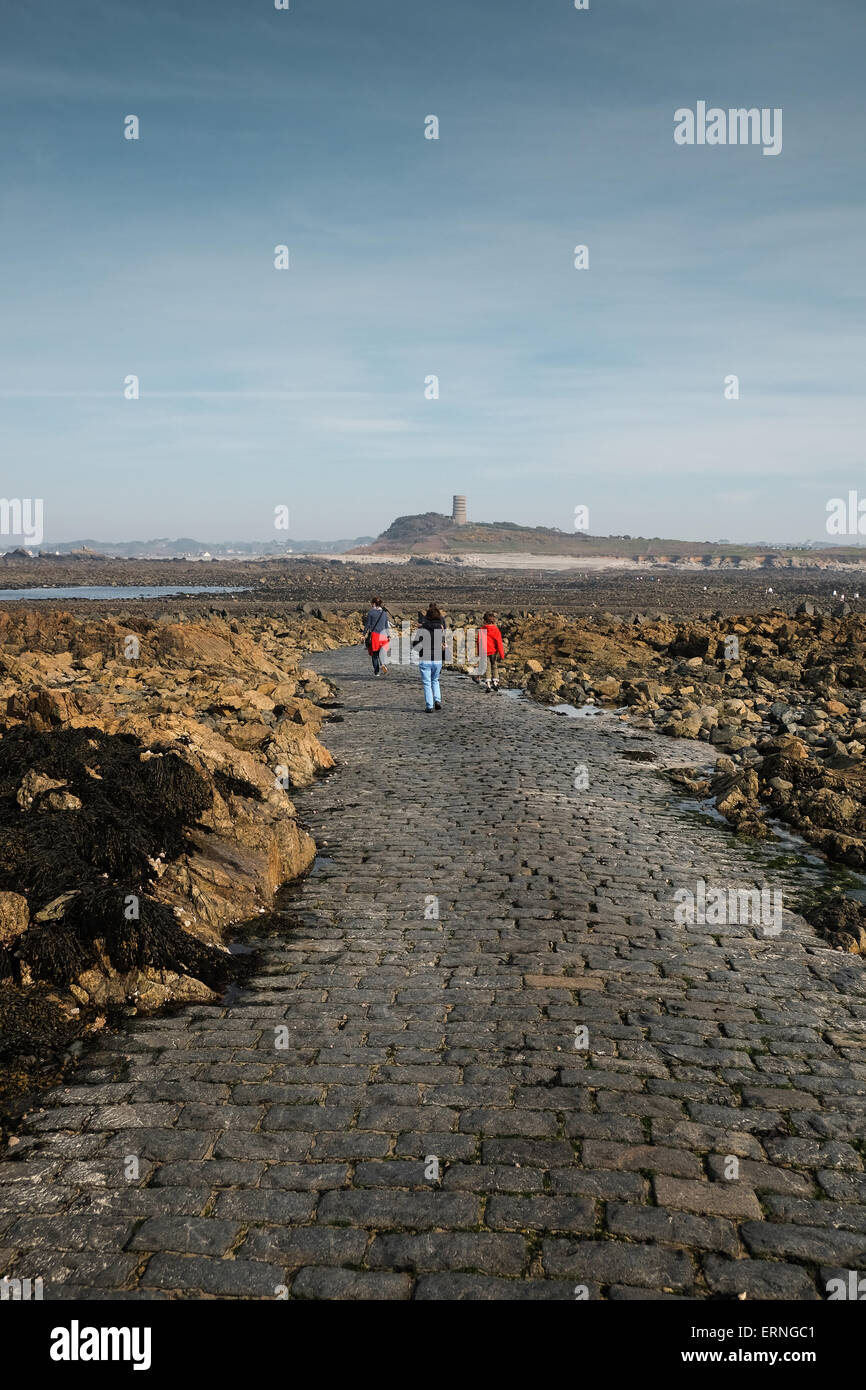 The tidal island of Lihou at Guernsey which can be walked too over a ...