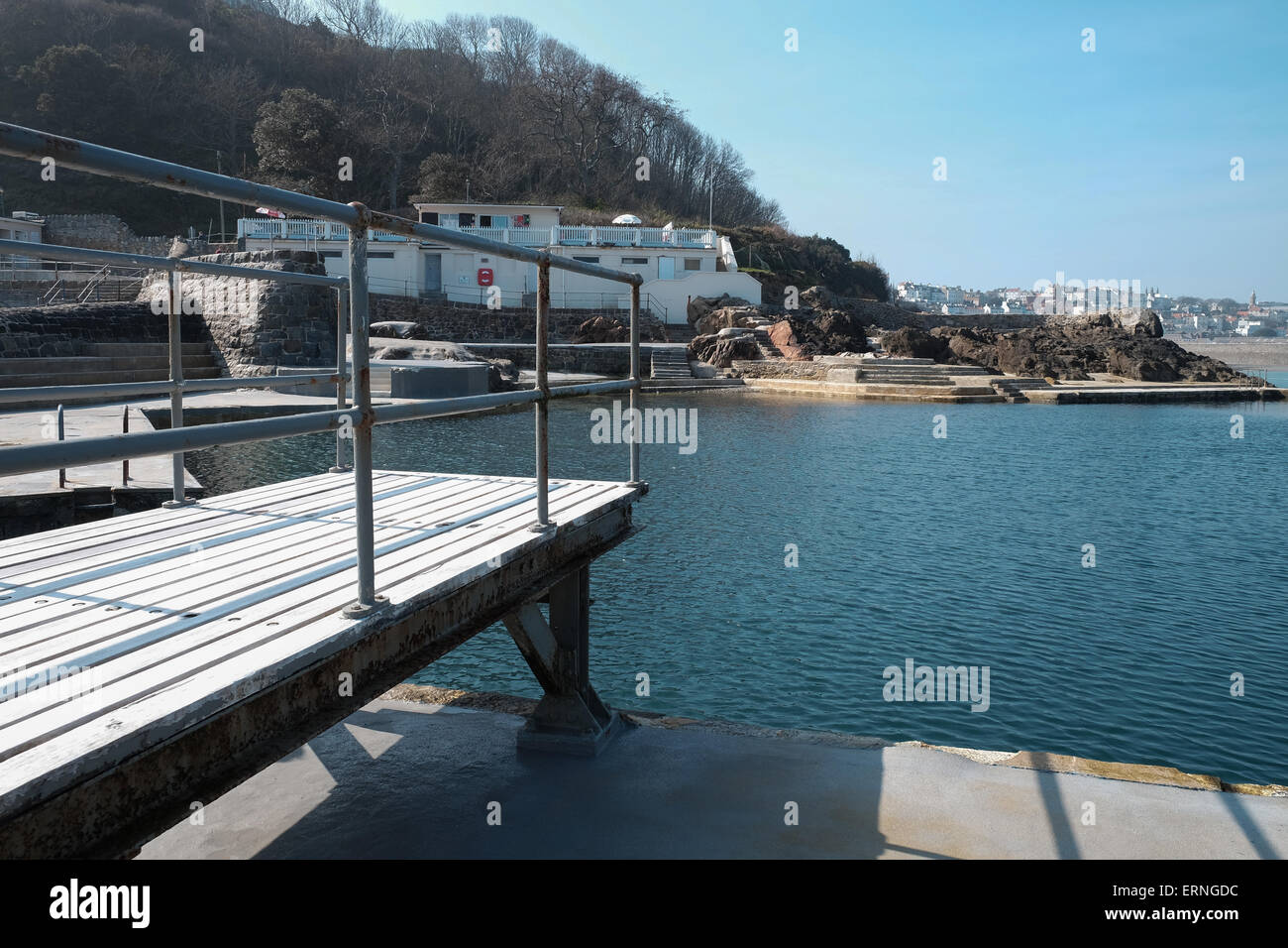 La Valette tidal bathing pools guernsey Stock Photo - Alamy