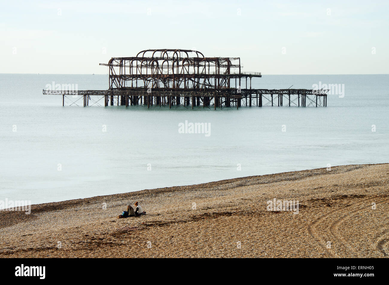 Remains of the burnt-down West Pier in Brighton Stock Photo - Alamy