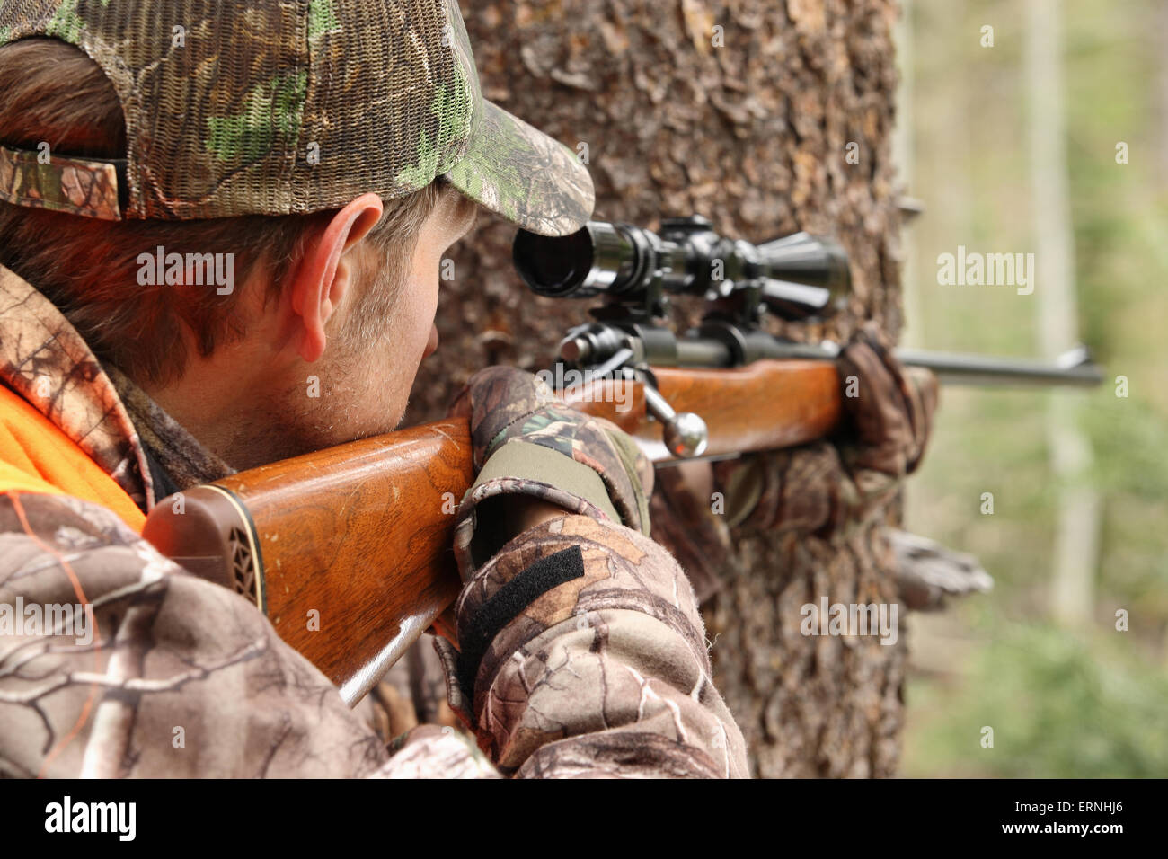 Deer hunter aiming rifle hi-res stock photography and images - Alamy
