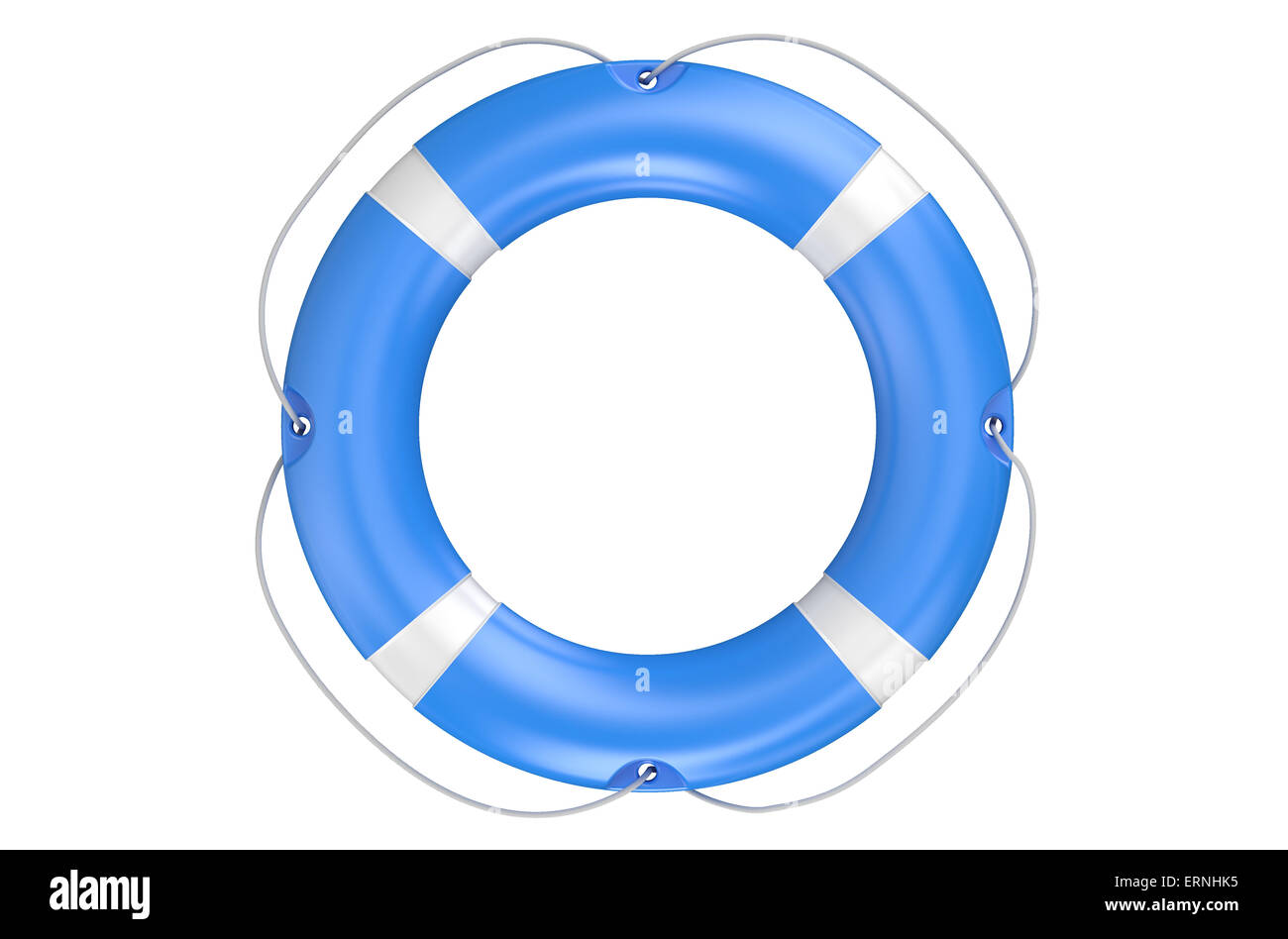 single blue lifebuoy closeup isolated on white background Stock Photo ...