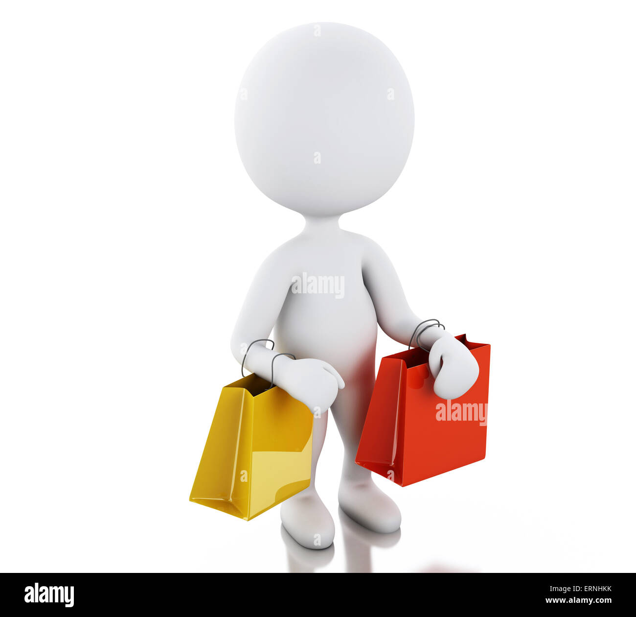 3d image. White people with shopping bag. Isolated white background ...