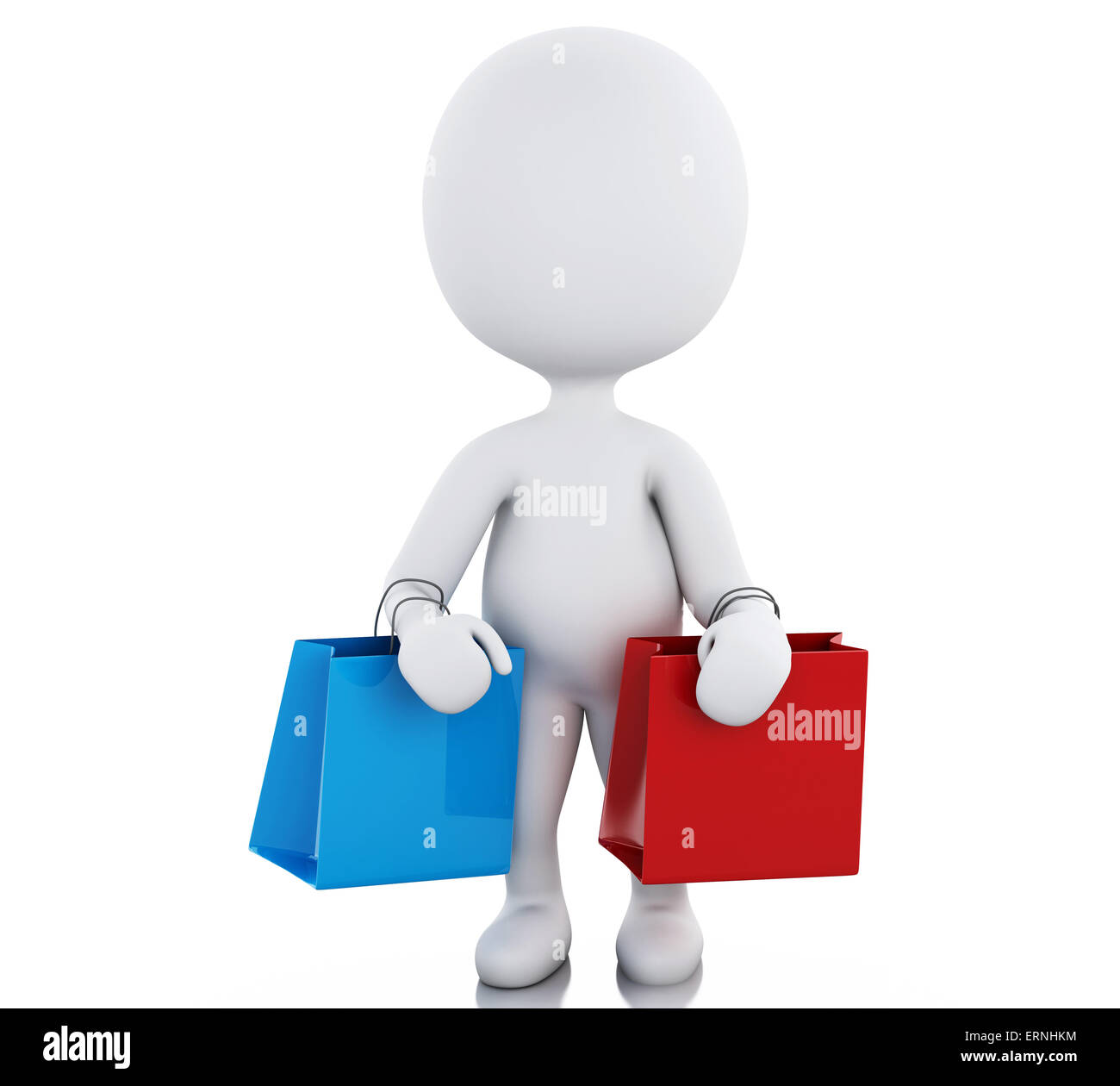 3d image. White people with shopping bag. Isolated white background ...
