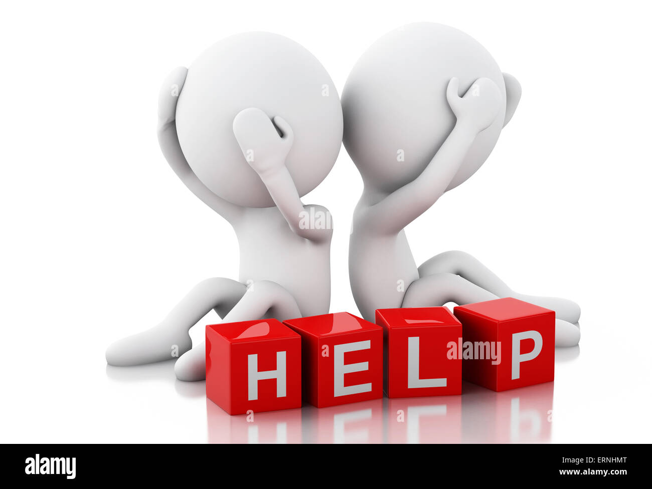 3d image. White people need help. Isolated white background Stock Photo ...