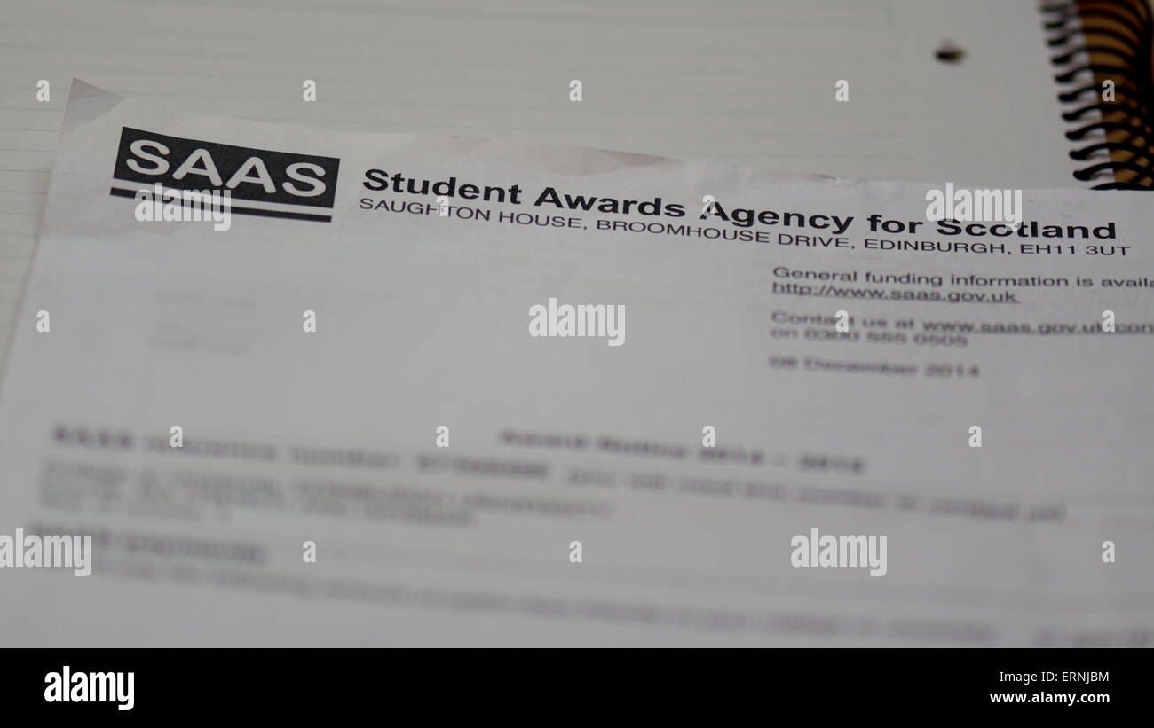 Letter from SAAS - Student Awards Agency for Scotland, confirming Award ...