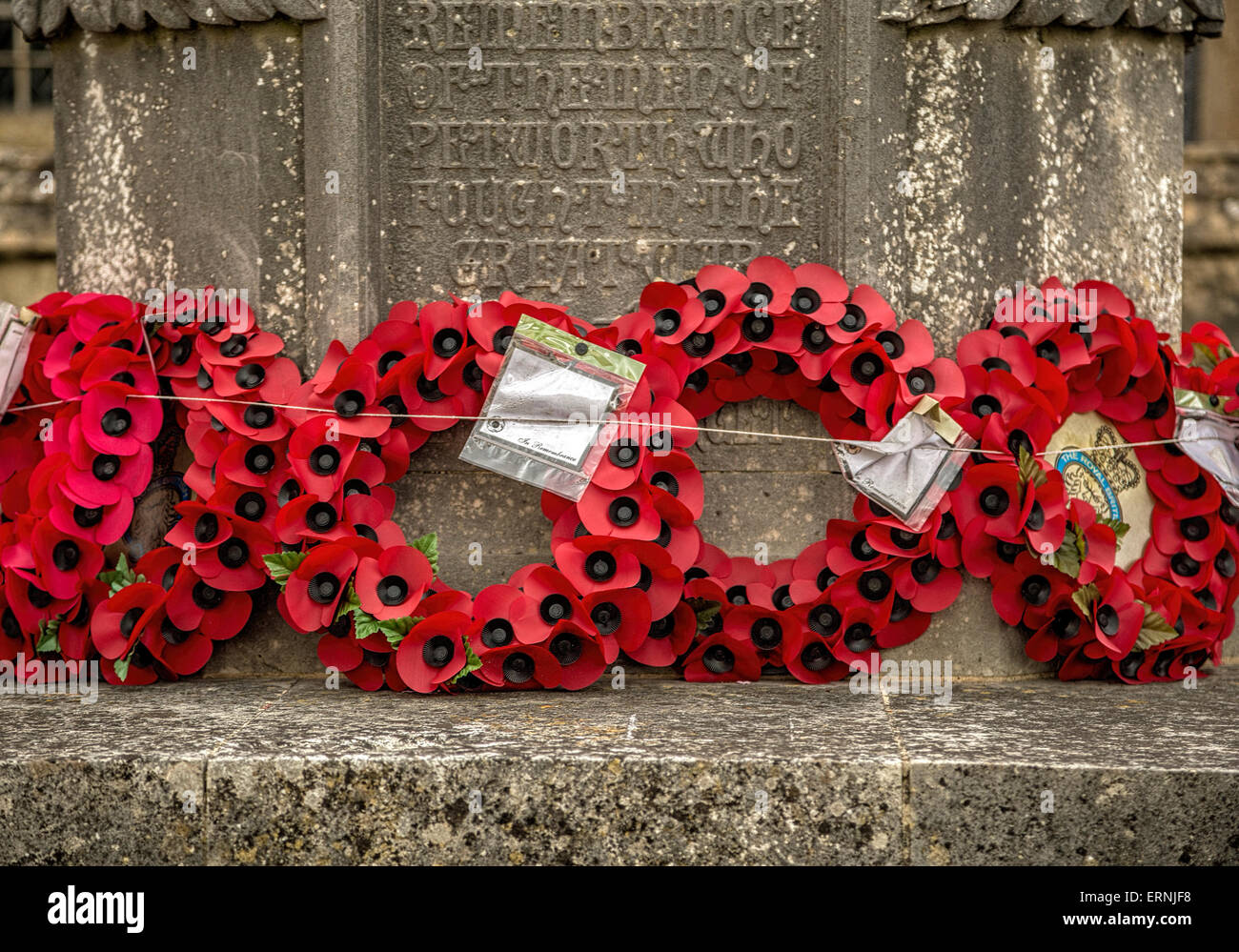 Poppy wreaths placed at the Great War Memorial in front of St Mary the ...