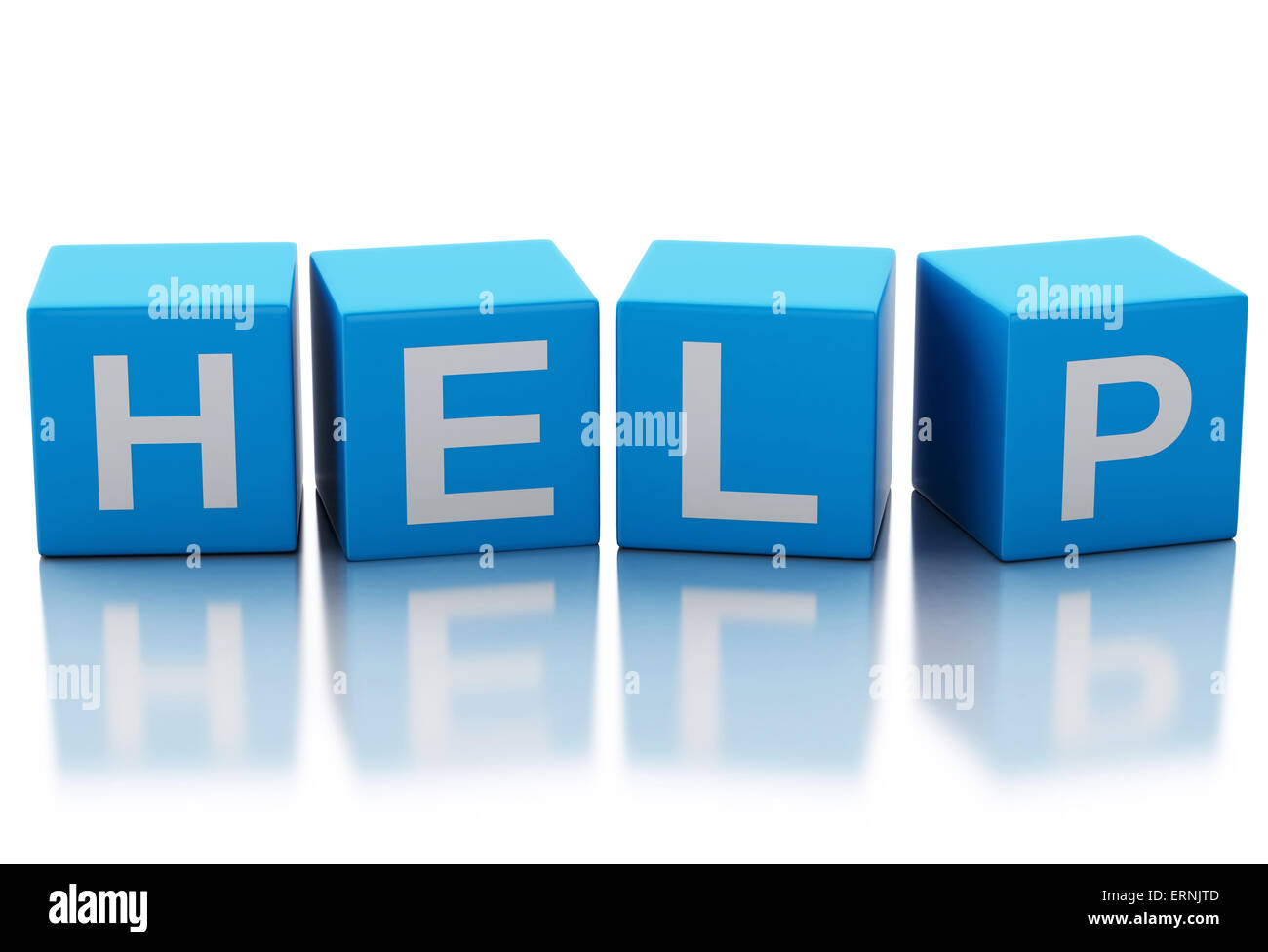 3d rendering image of help cubes. Isolated white background Stock Photo ...