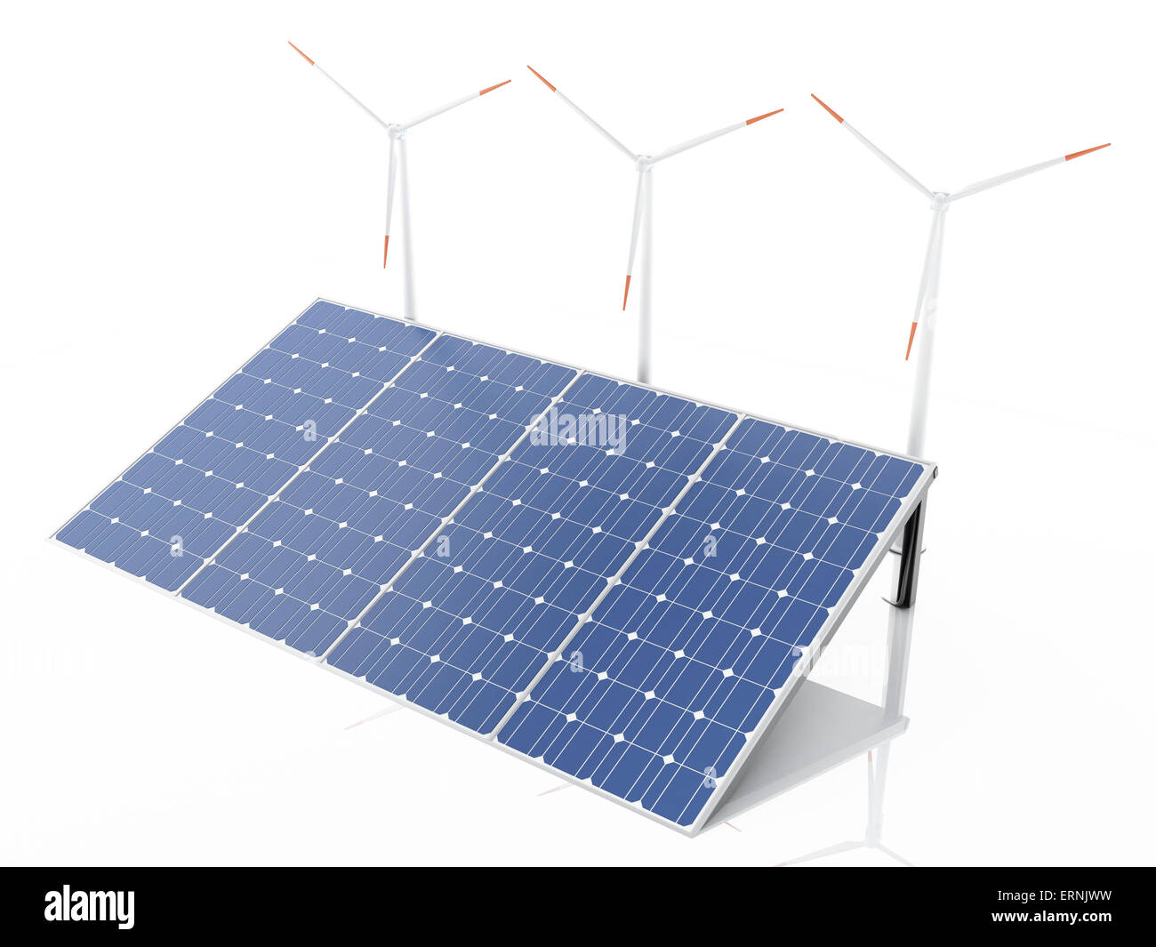 3d wind turbines and solar panels, alternative energy. Concept for ...