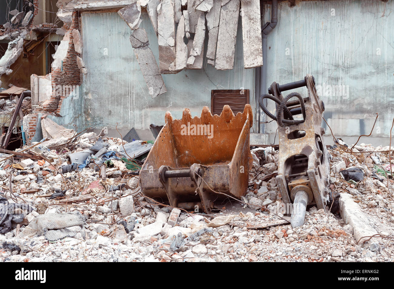 old building destroyed demolition construction concrete architecture ...