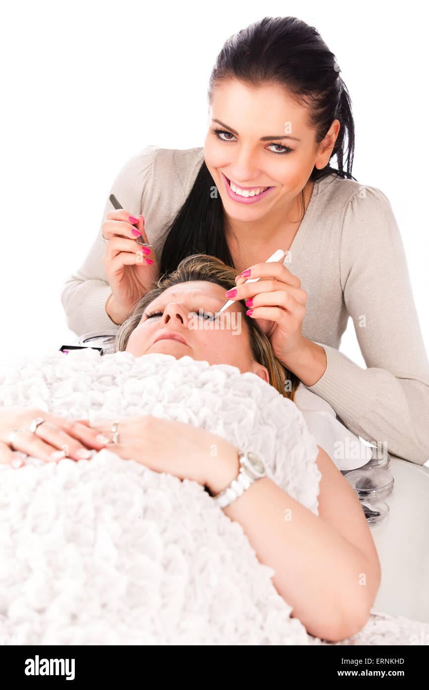 Application of false eyelashes Stock Photo - Alamy