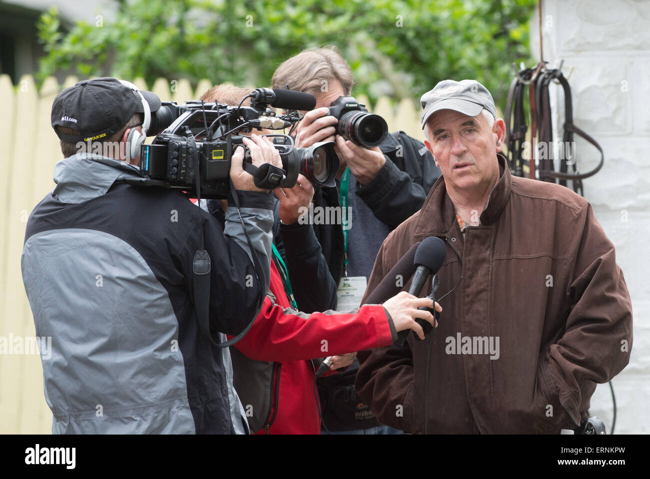 Elmont, New York, USA. 5th June, 2015. Trainer NICK ZITO discusses his ...