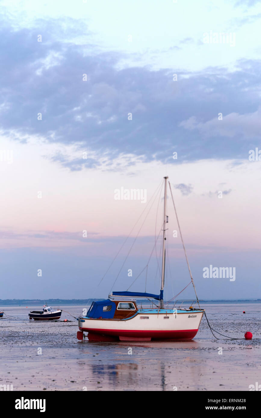 Sunset over the boats in Thorpe Bay, Essex. (the tide is out Stock ...