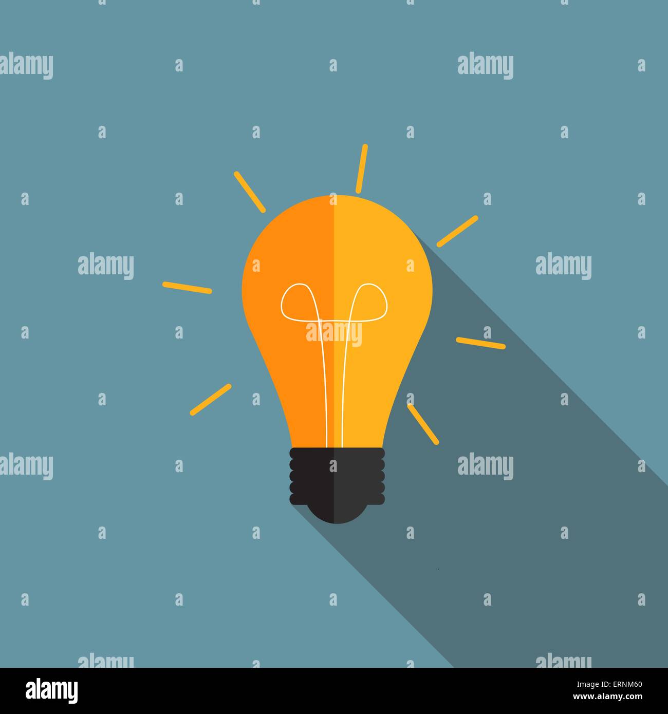 Idea Bulb Flat Icon with Long Shadow, Vector Illustration Stock Vector ...
