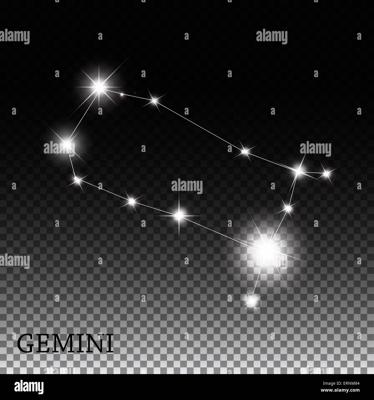 Gemini Zodiac Sign of the Beautiful Bright Stars Vector Illustra Stock ...