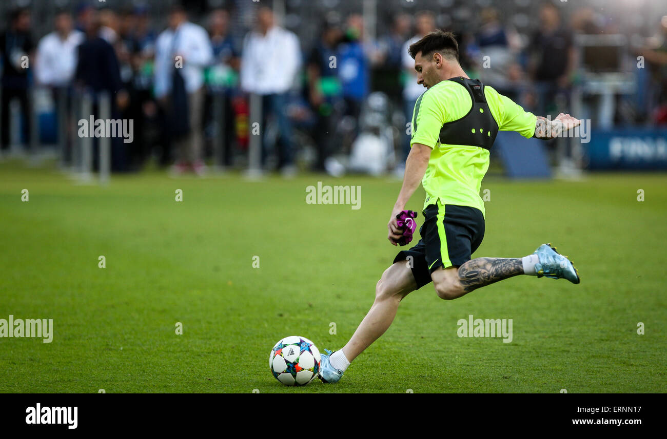 Berlin, Germany. 5th June, 2015. Lionel Messi of FC Barcelona attends a ...