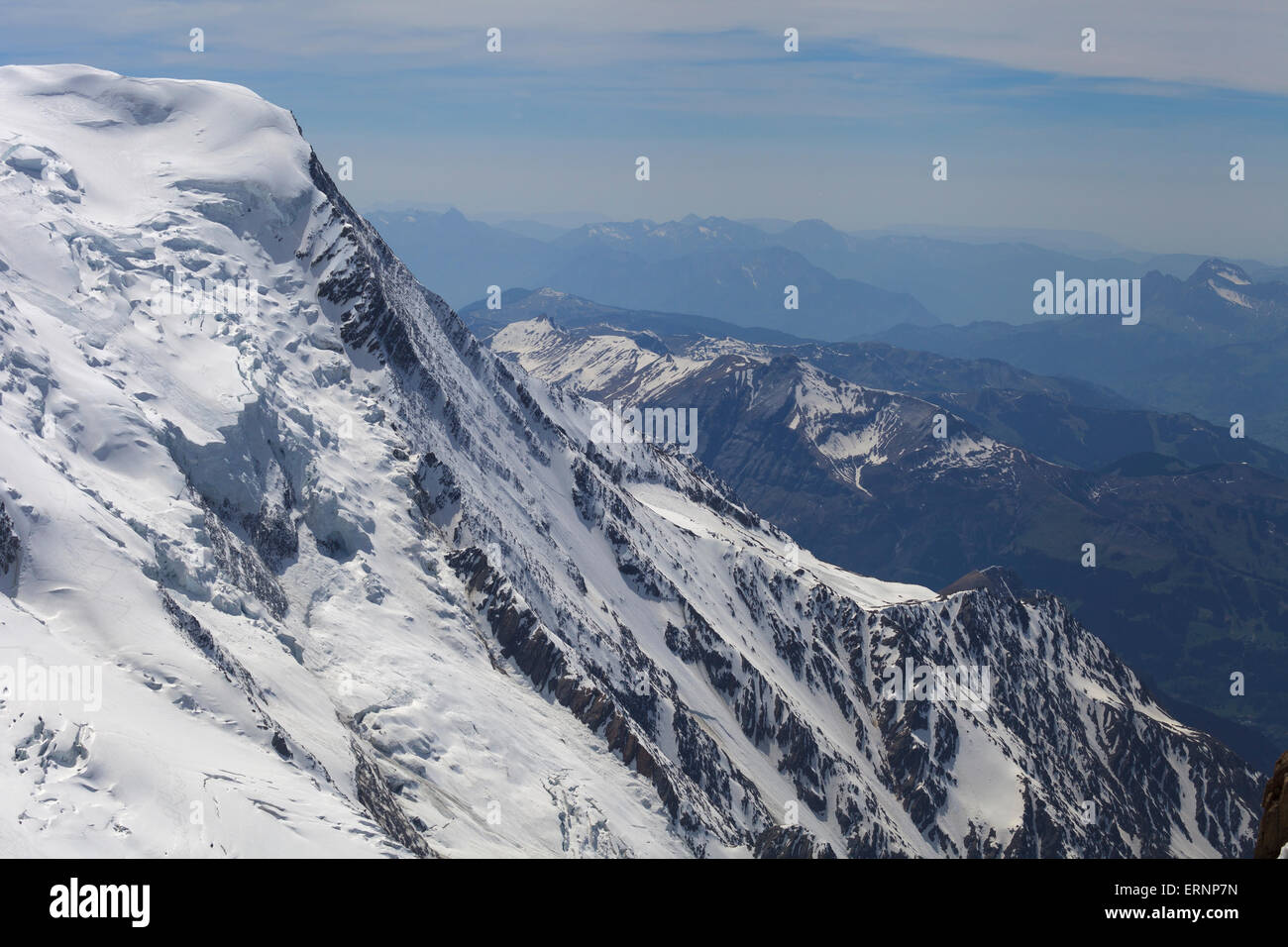 Aiguille du Goûter (left peak) & Mont Joly (middle), Mont Blanc massif ...