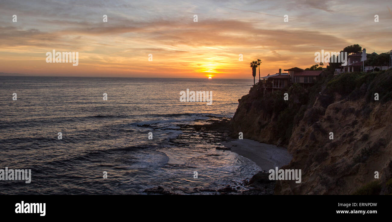 Panoramic crescent Bay Park view of the sunset and a private beach ...