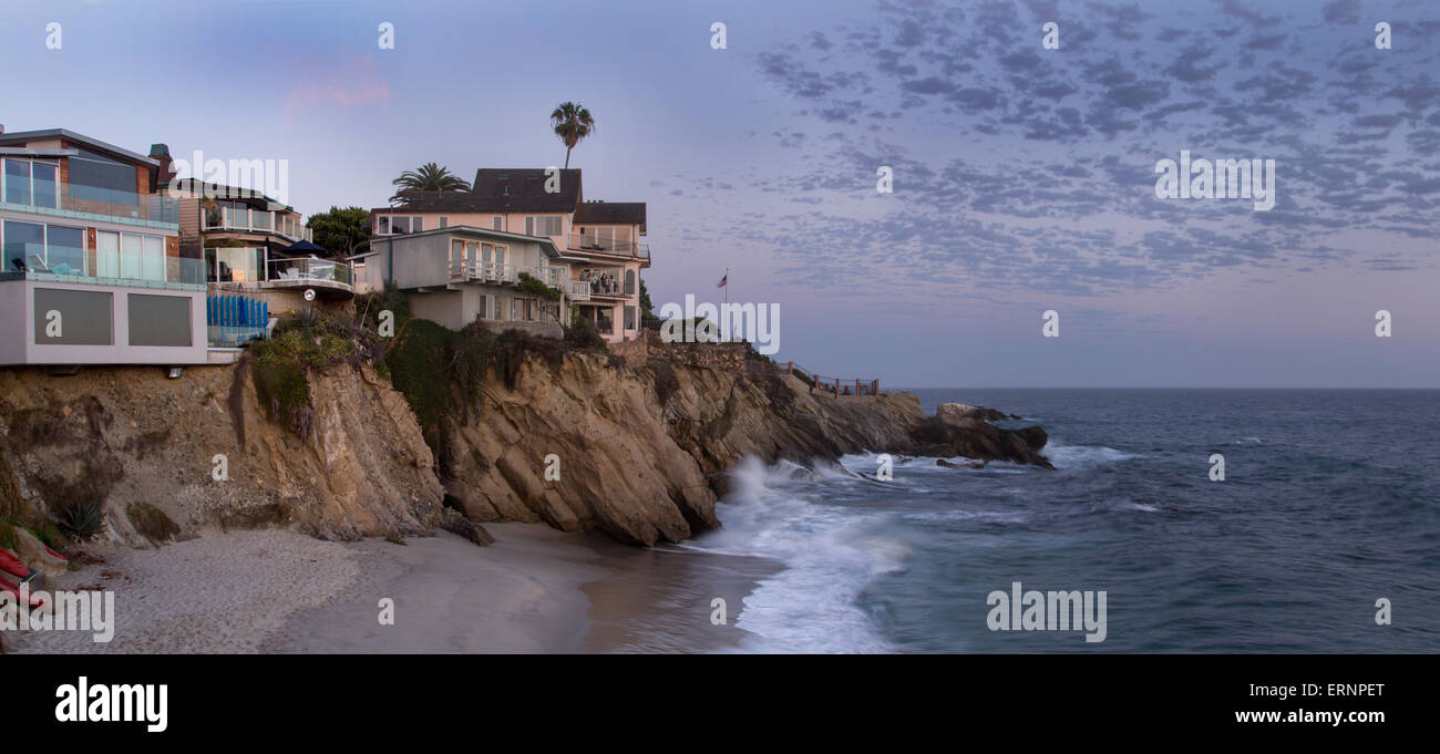 Panoramic Woods Cove view of the sunset and a private beach below Stock ...