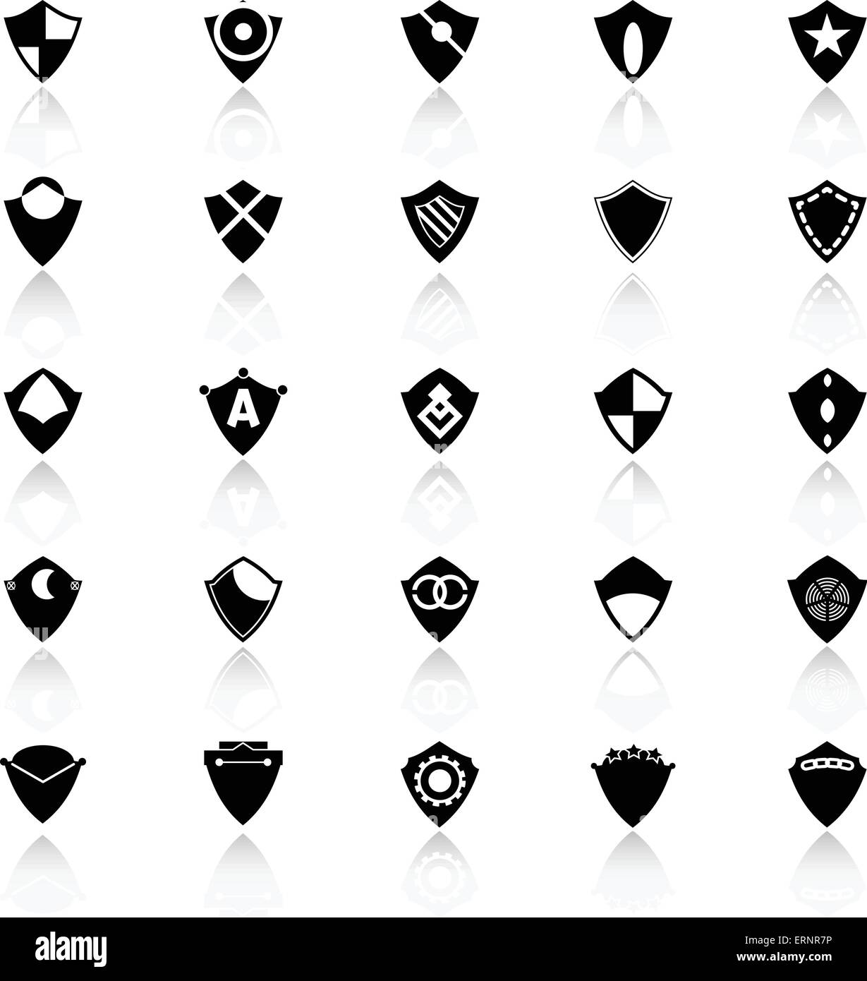 Design shield icons with reflect on white background, stock vector ...