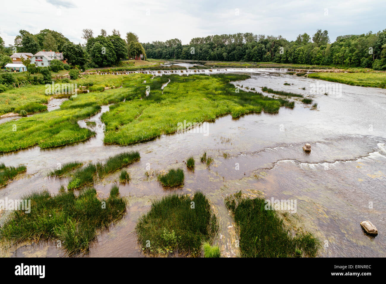 Venta waterfall seen from Old Brick Bridge, Venta river, Kuldiga ...