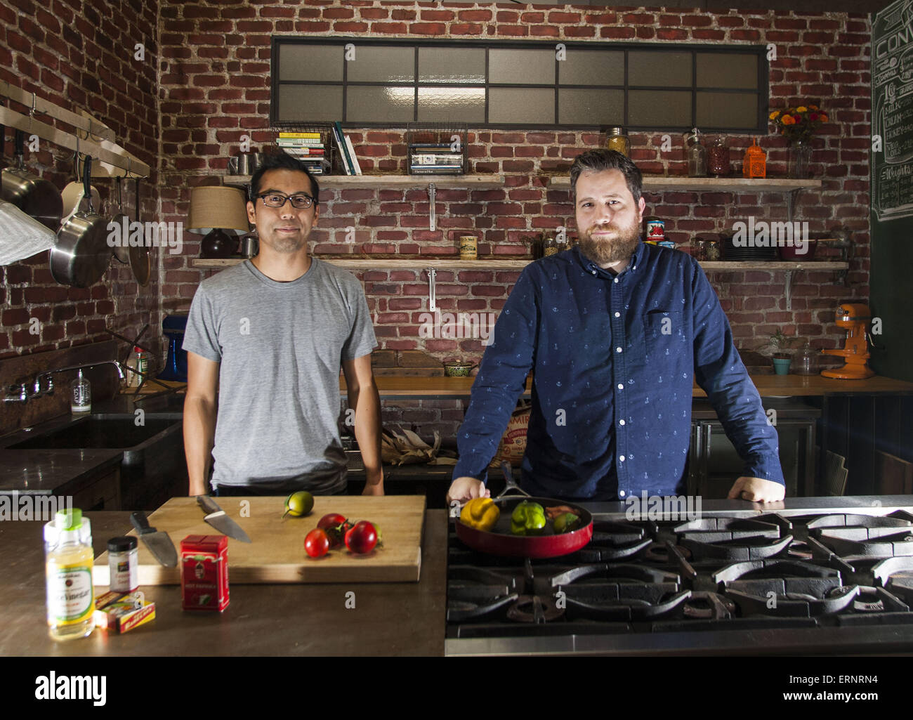 Los Angeles, California, USA. 20th May, 2015. Joe Perez, left, (co ...