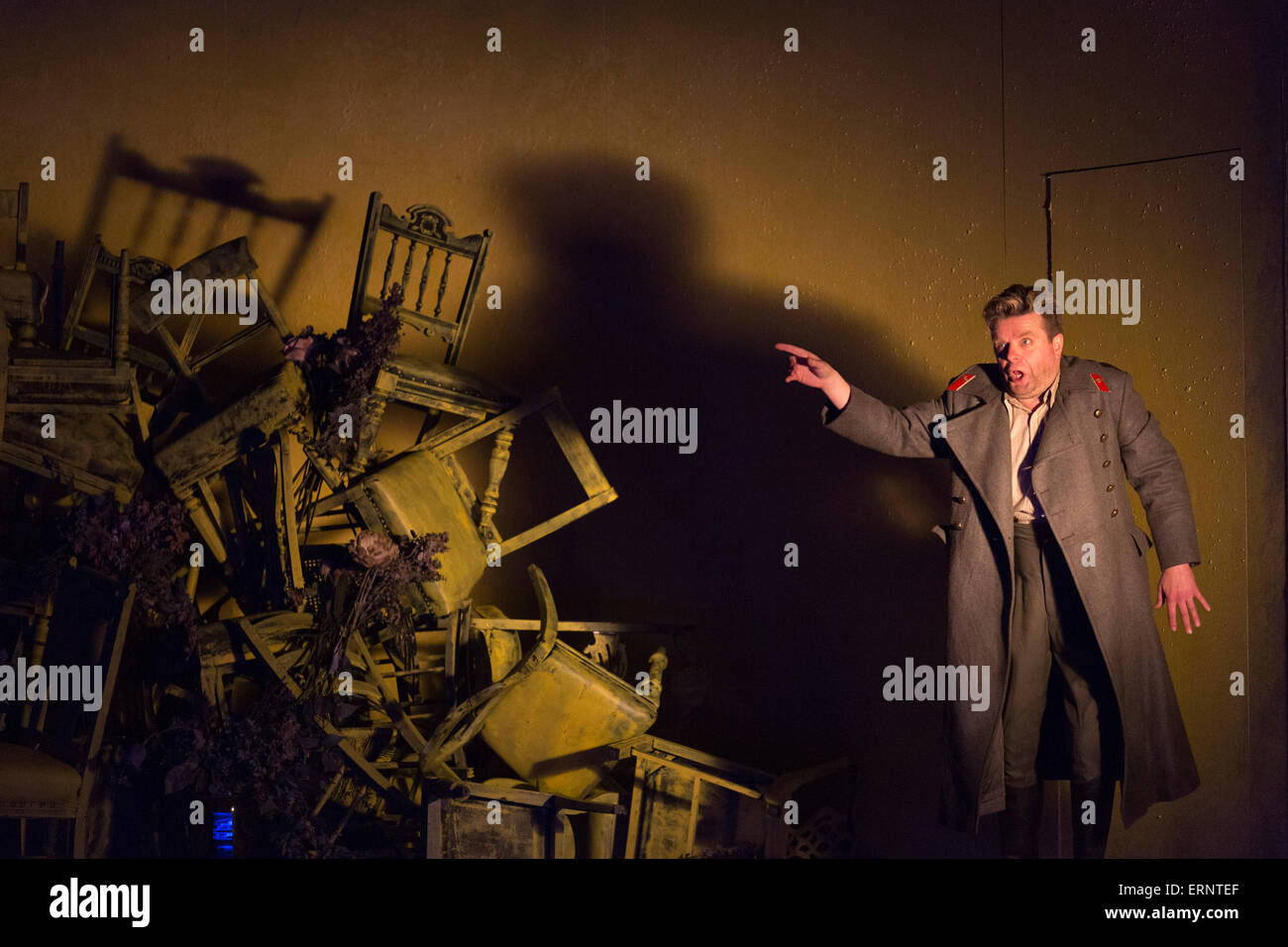 London, UK. 3 June 2015. Pictured: Peter Hoare as Hermann. Dress ...