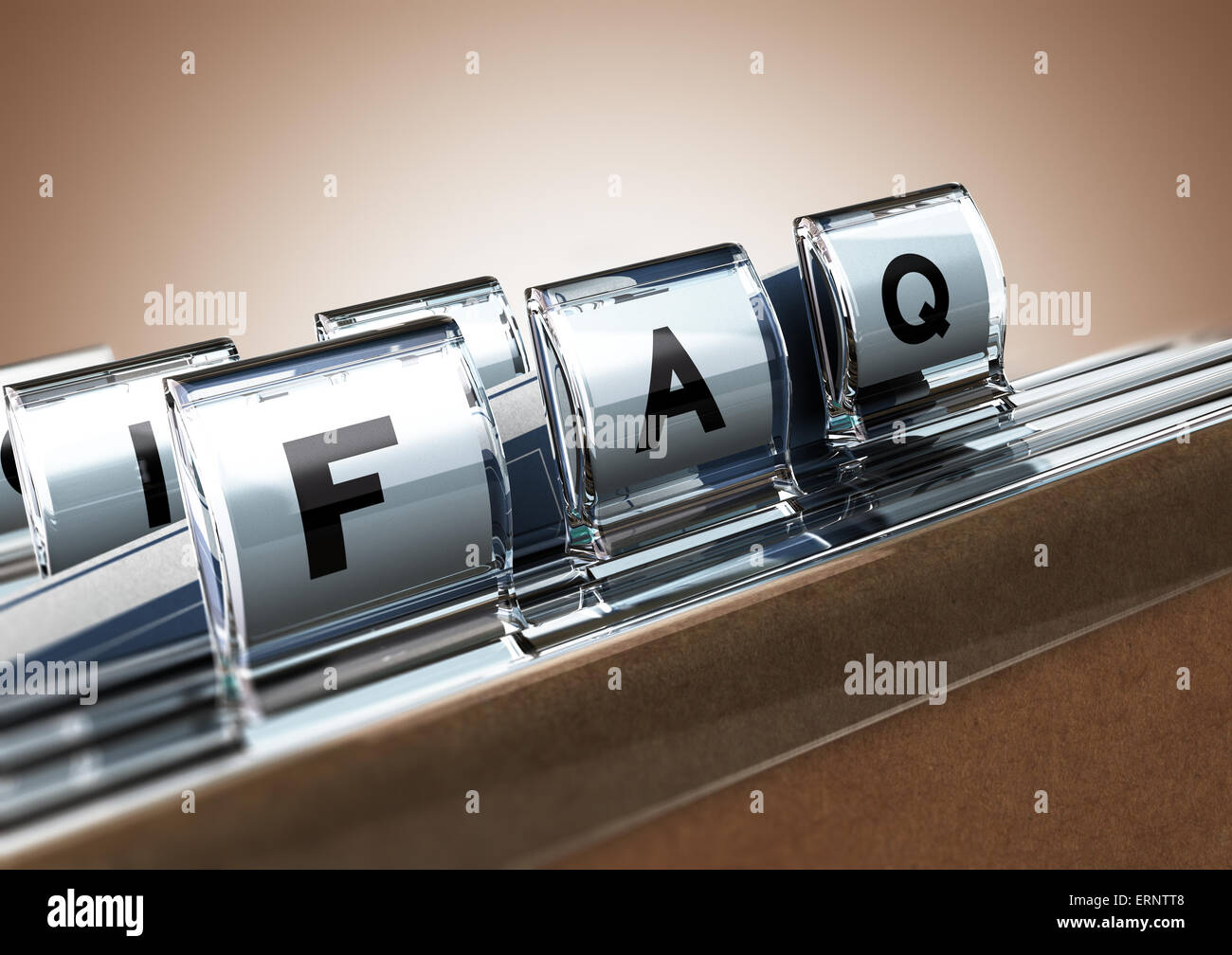 File tab with focus on FAQ, beige background. Image concept for ...