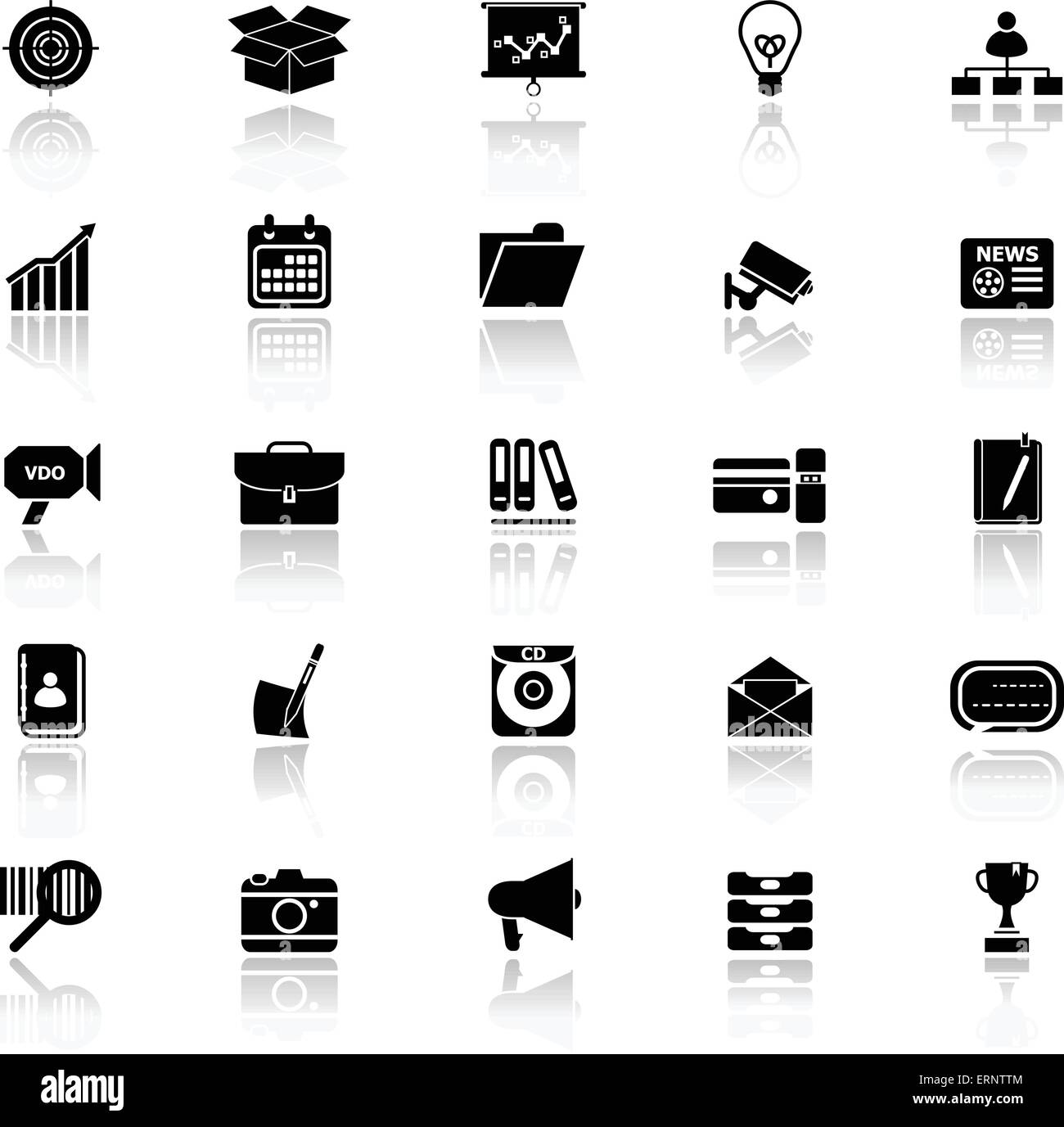 Data and information icons with reflect on white background, stock ...