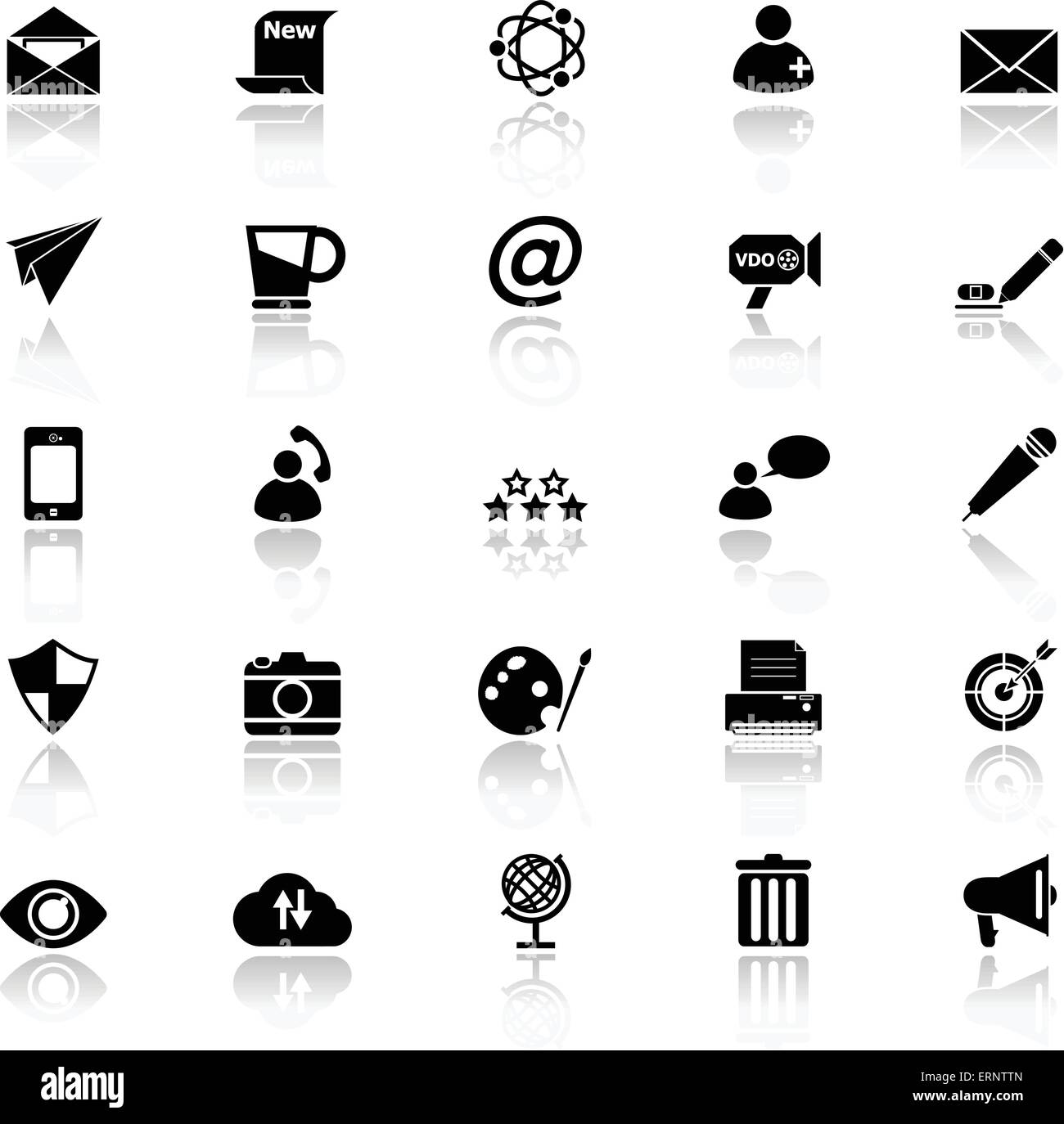 Message and email icons with reflect on white background, stock vector ...