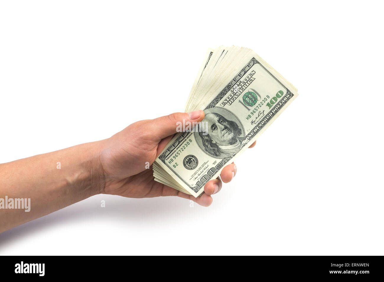 money on hand isolated on white Stock Photo - Alamy