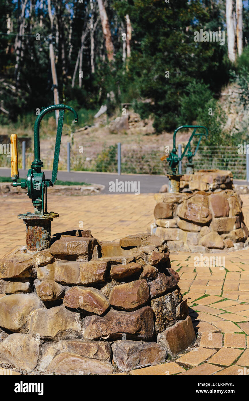 Mineral spring water pumps, Daylesford, Victoria, Australia in autumn ...