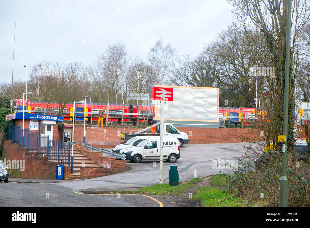 Esher railway station with a train stopped ,Surrey,England,UK Stock ...