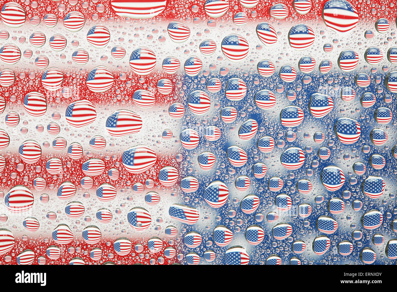 American flag reflected in water drops background Stock Photo - Alamy