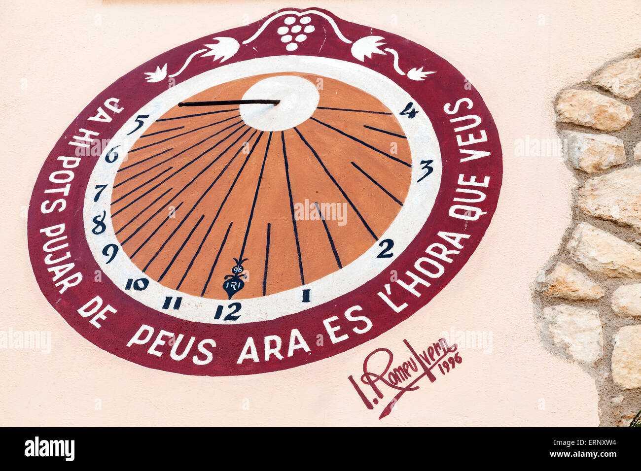 Calafell, Spain - August 15, 2014: Traditional round Spanish sundial ...