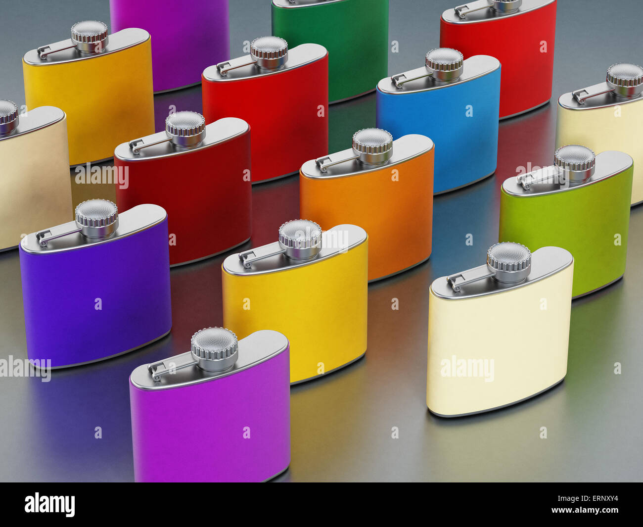 Hip flasks stack on gray surface Stock Photo - Alamy