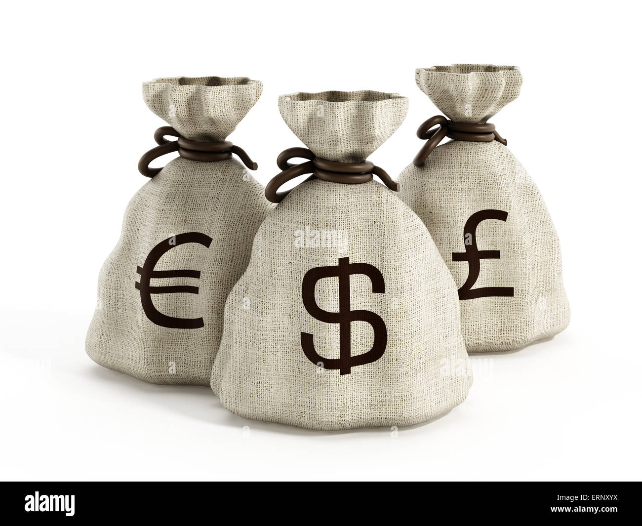 Money bags and coins isolated on white background Stock Photo - Alamy