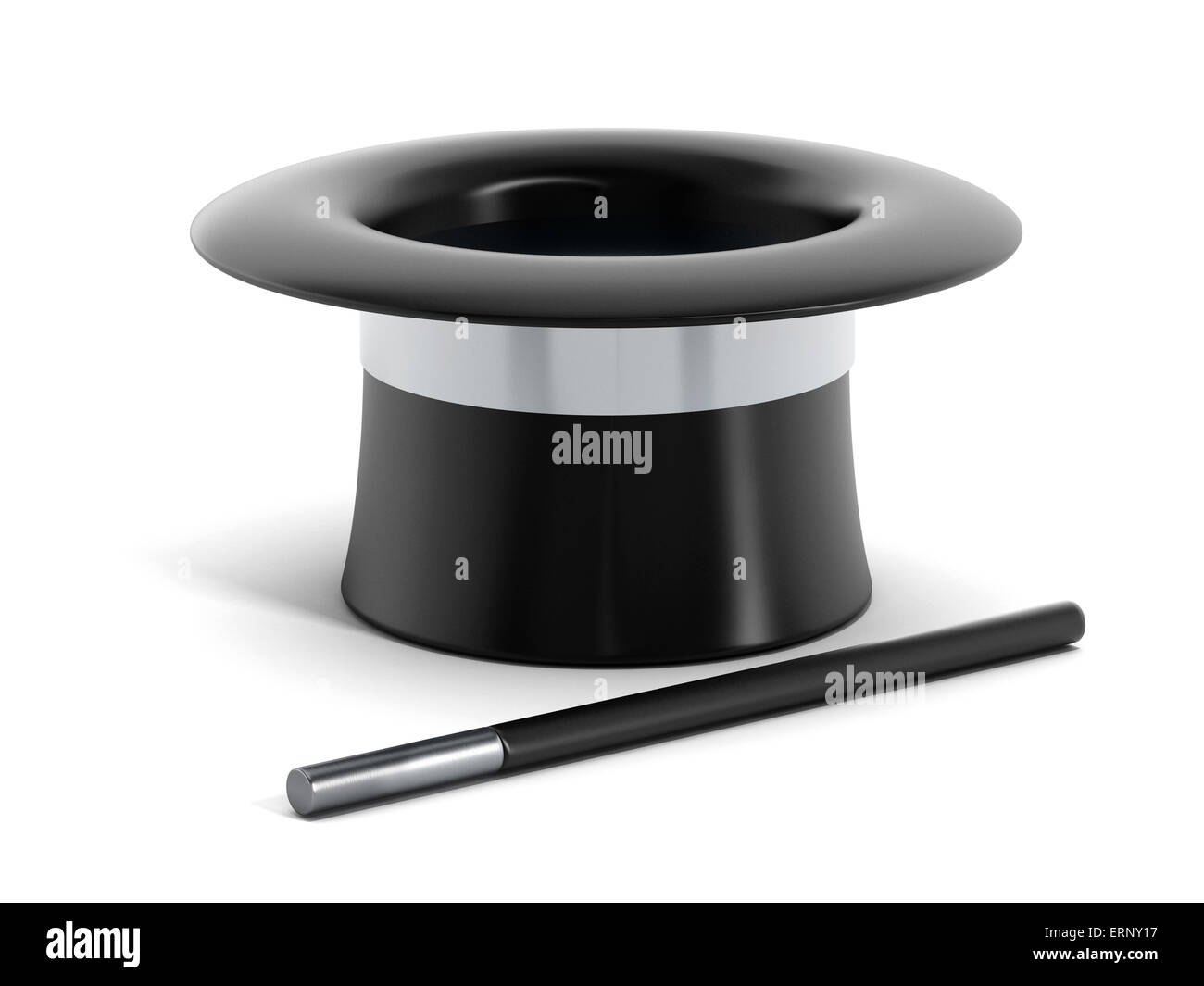 Magician hat and wand isolated on white background Stock Photo - Alamy