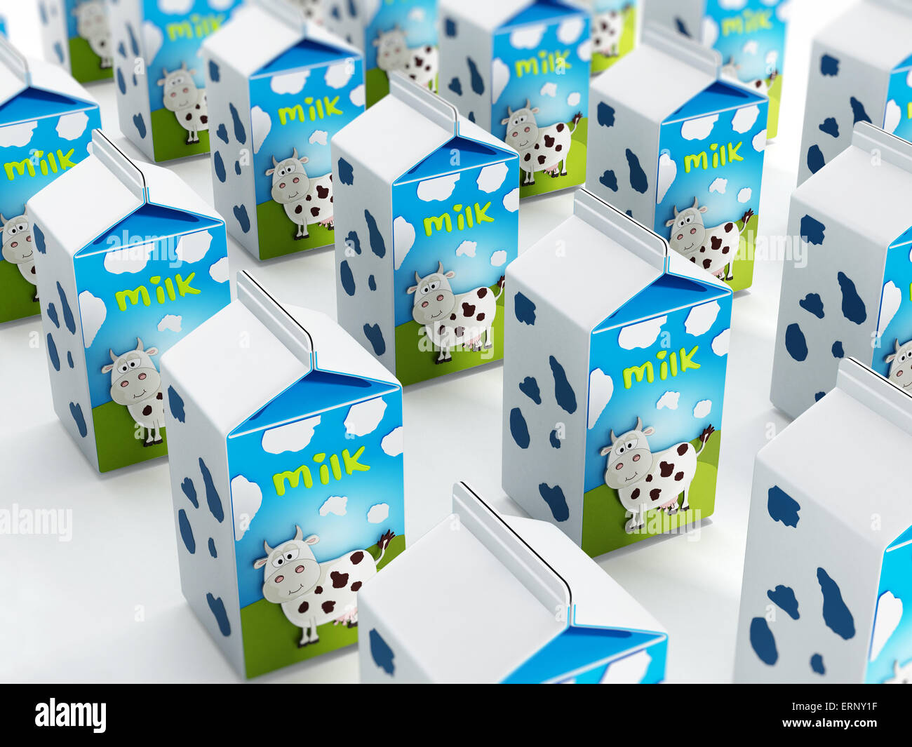 Milk boxes with cow illustration isolated on white background Stock ...
