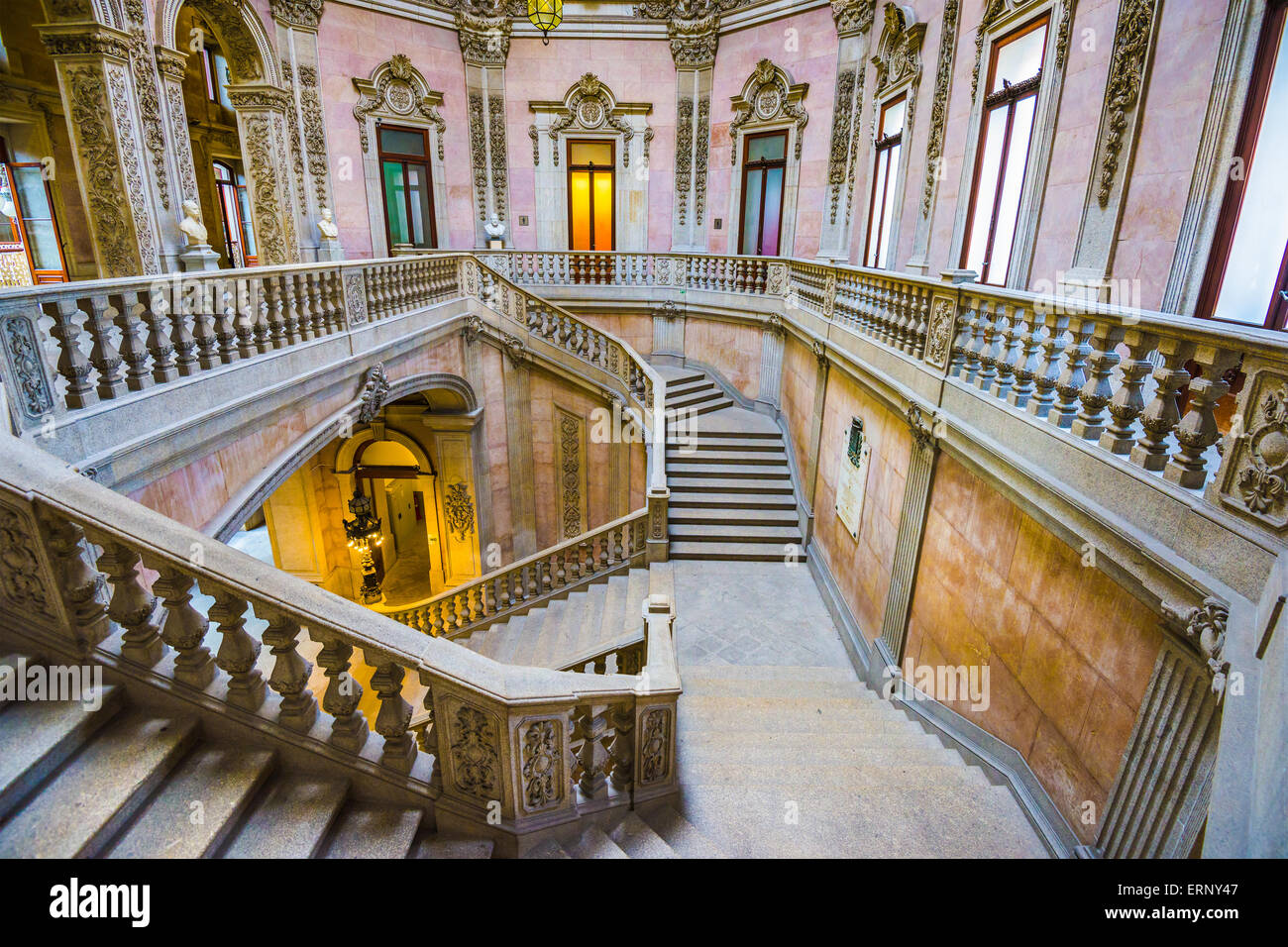 Stairs in the Stock Exchange Palace (Palacio da Bolsa) of Porto Stock ...