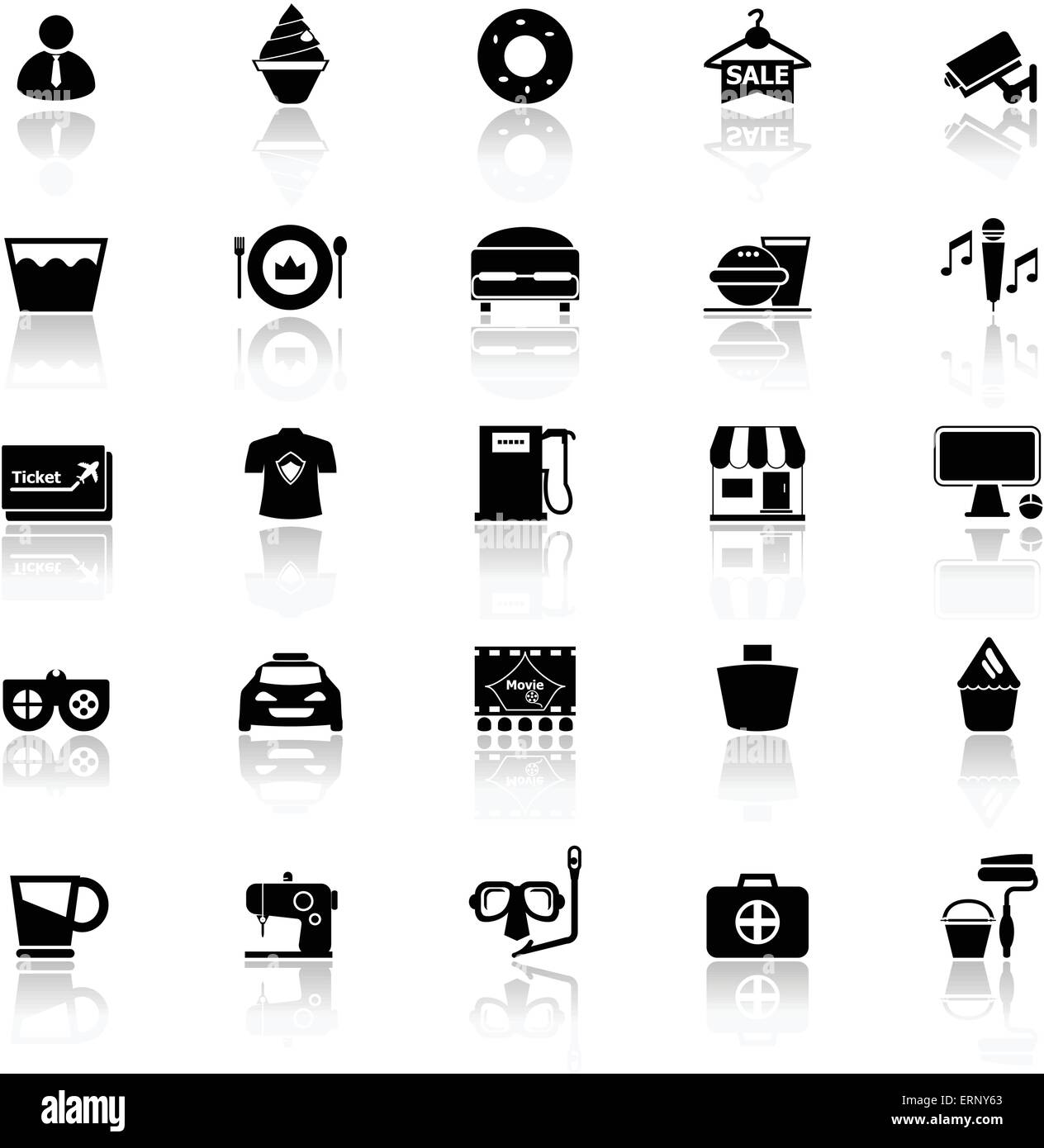 Franchisee business icons with reflect on white background, stock ...