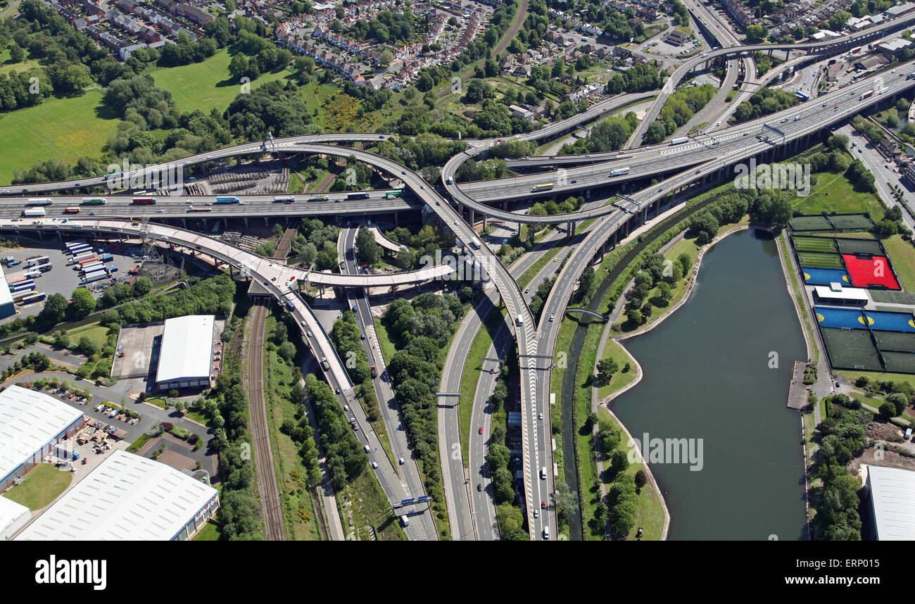 aerial view of the Spaghetti Junction road network at Gravelly Hill ...